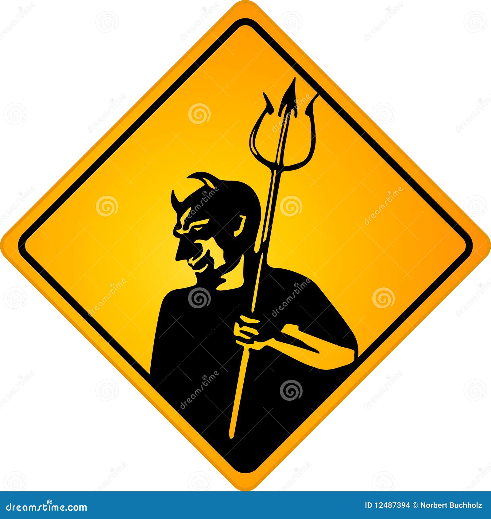 Sign with devil stock vector. Illustration of character - 12487394