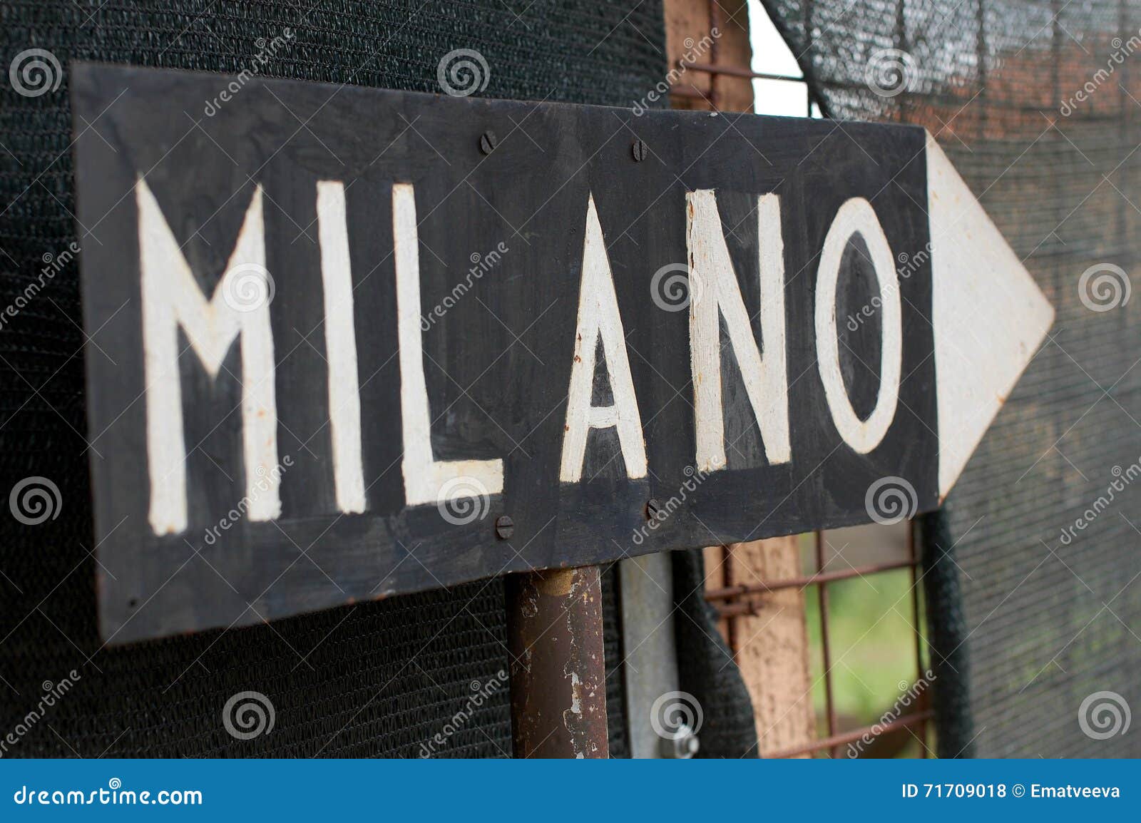 Sign direction to Milan stock photo. Image of road, italy - 71709018