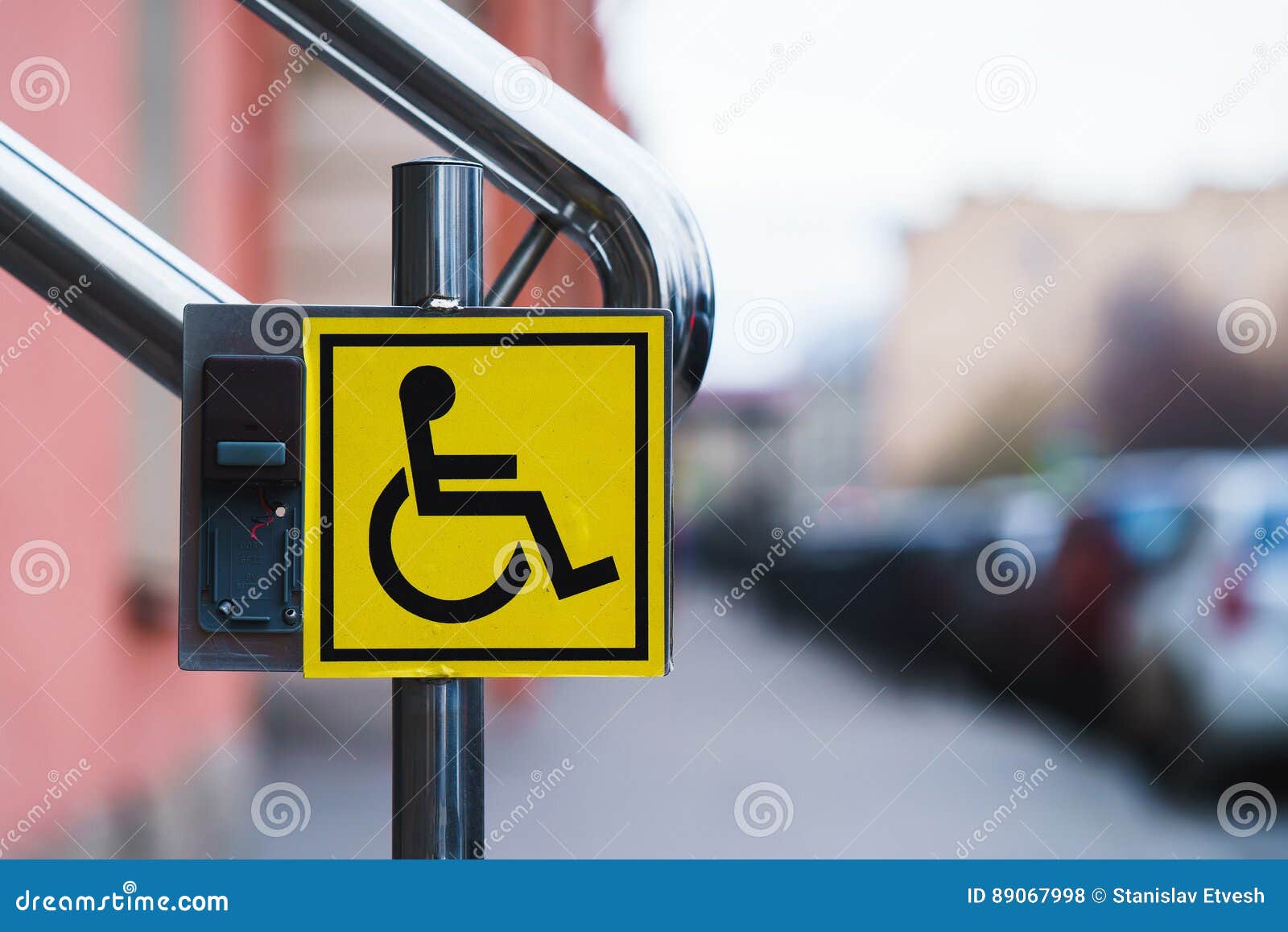 The Sign for the Disabled on the Handrail Stock Photo - Image of road ...