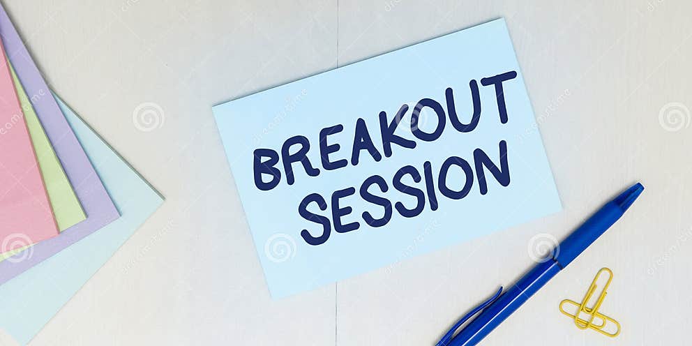 Sign Displaying Breakout Session. Word Written on Workshop Discussion ...