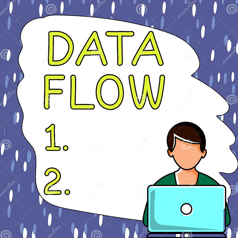 Sign Displaying Data Flow. Business Overview the Movement of Data through a System Comprised of ...