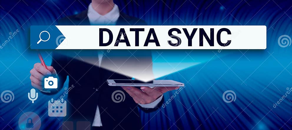 Sign Displaying Data Sync. Word Written on Data that is Continuously ...