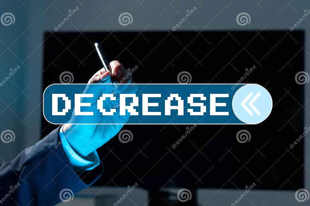 Sign Displaying Decrease. Business Approach Make or Become Smaller or Fewer in Size Amount ...