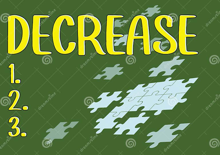 Sign Displaying Decrease. Business Showcase Make or Become Smaller or Fewer in Size Amount ...