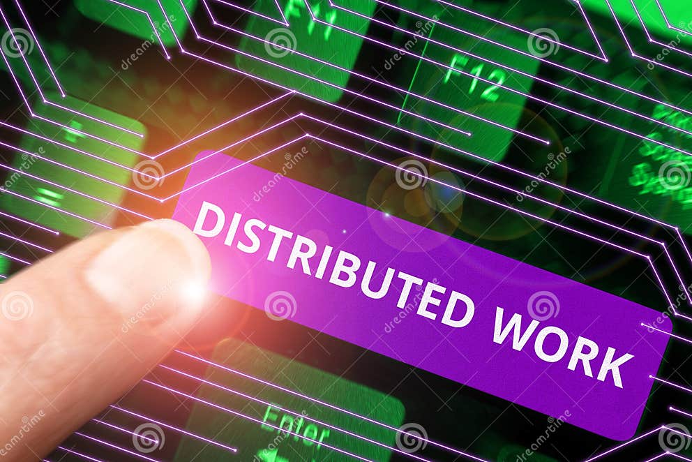 Hand Writing Sign Distributed Work Conceptual Photo Practiced By Enterprises Using Network