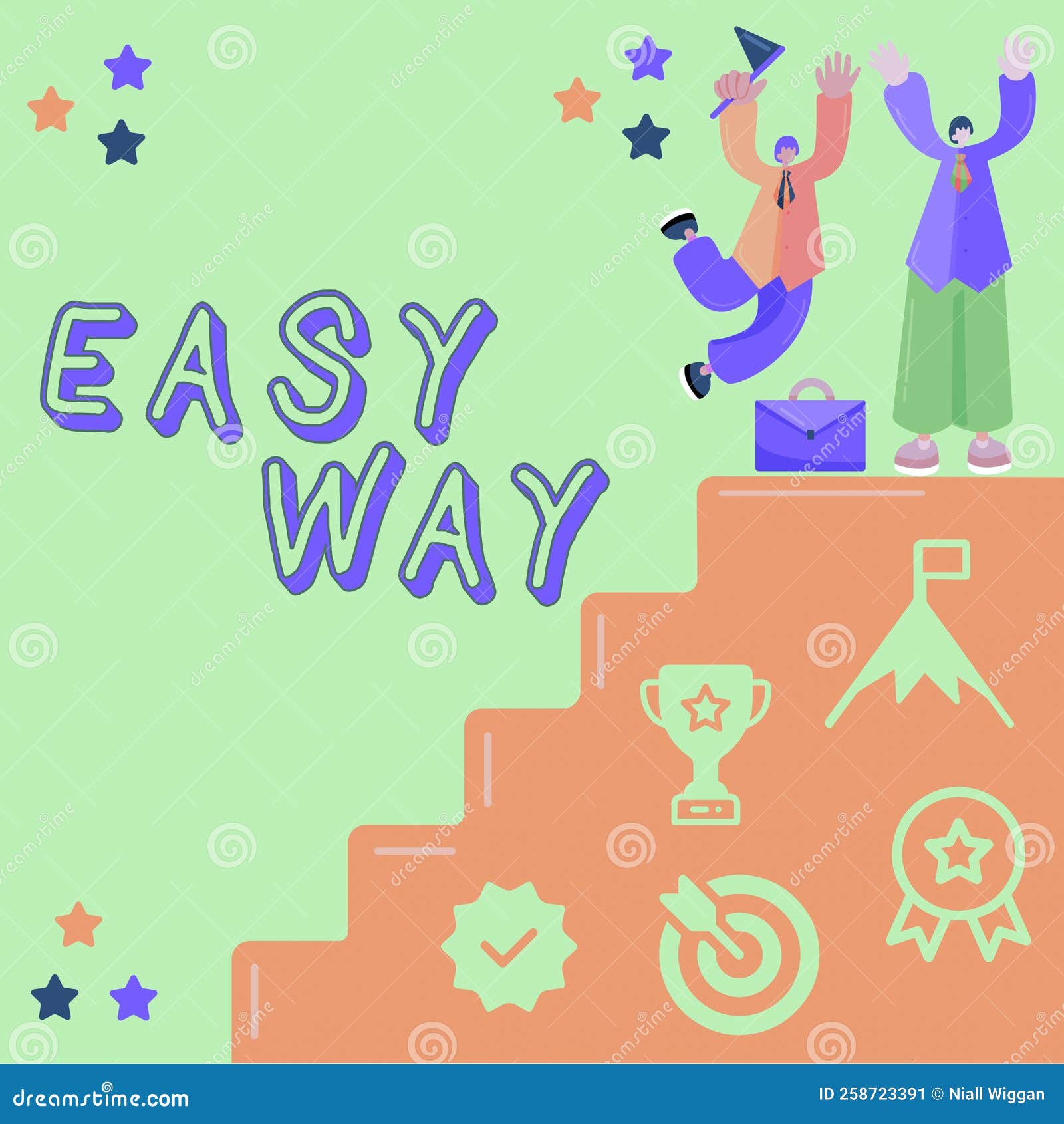 Sign Displaying Easy Way. Concept Meaning Making Hard Decision between ...