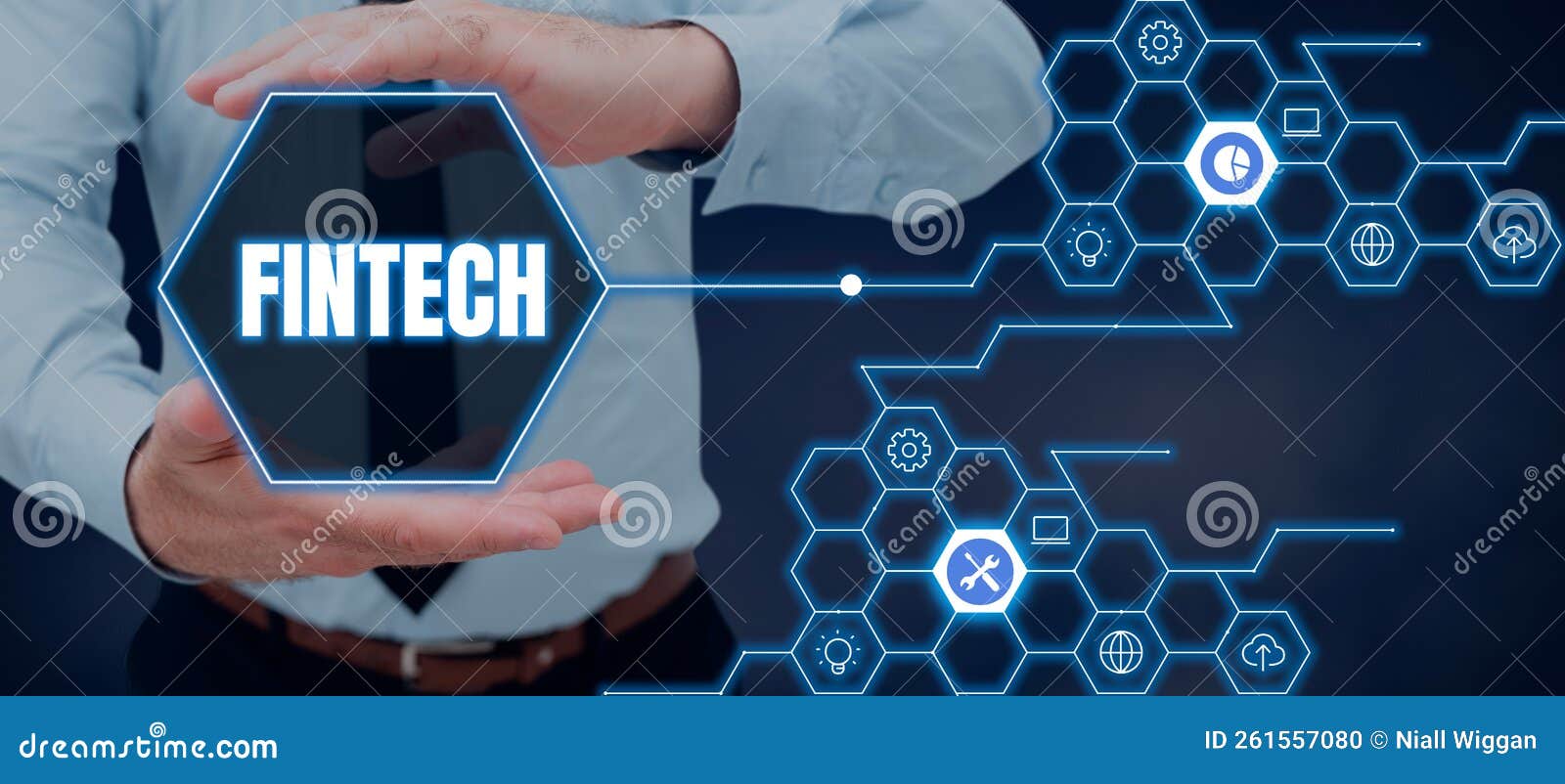 Text Caption Presenting Fintech. Word Written on the Integration of ...