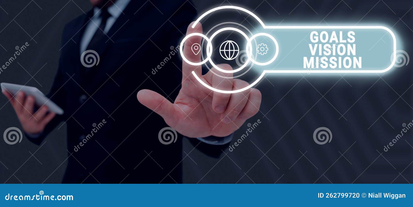 Sign Displaying Goals Vision Mission. Concept Meaning Practical ...