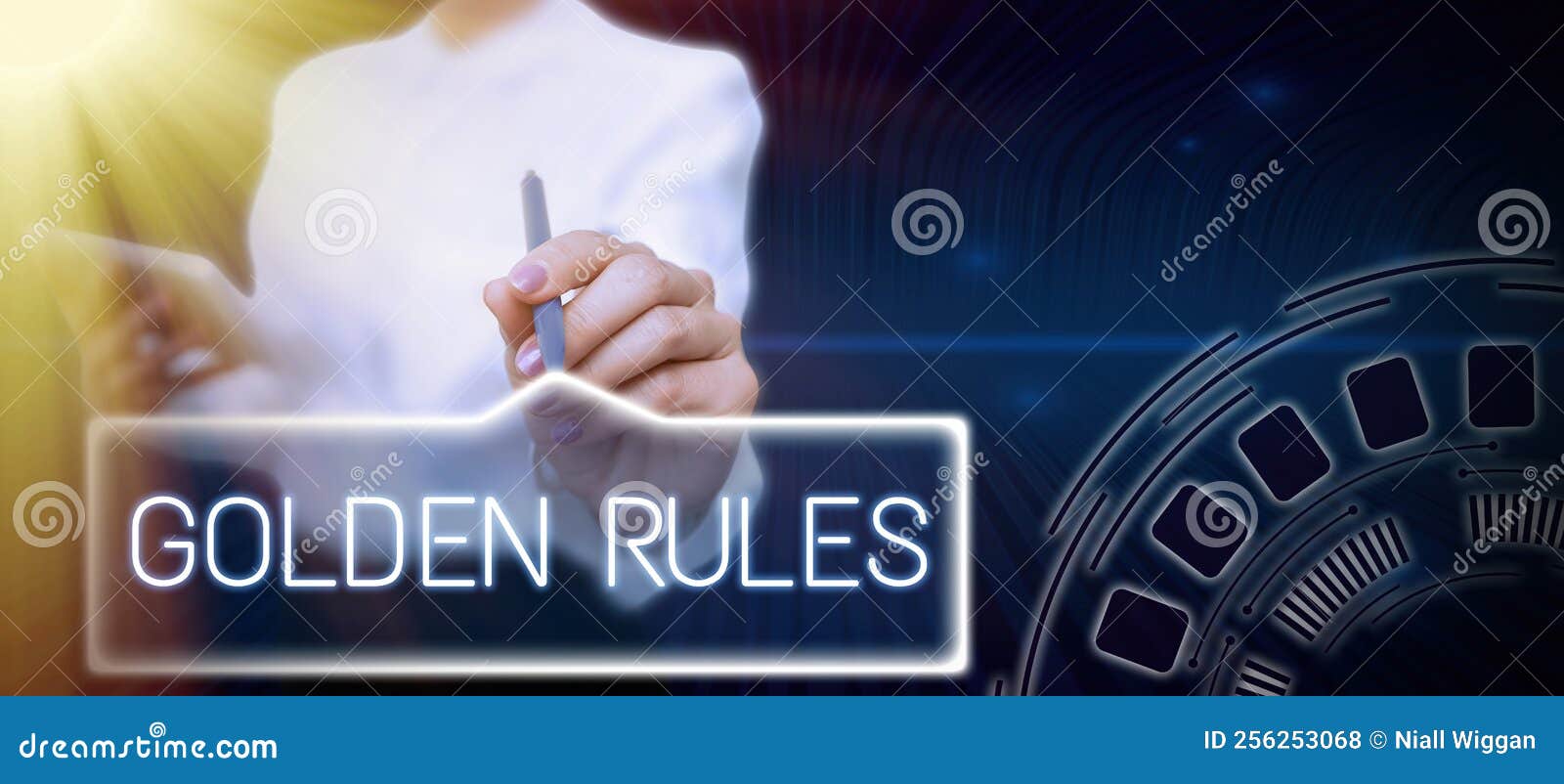 Sign Displaying Golden Rules. Business Overview Basic Principle that ...