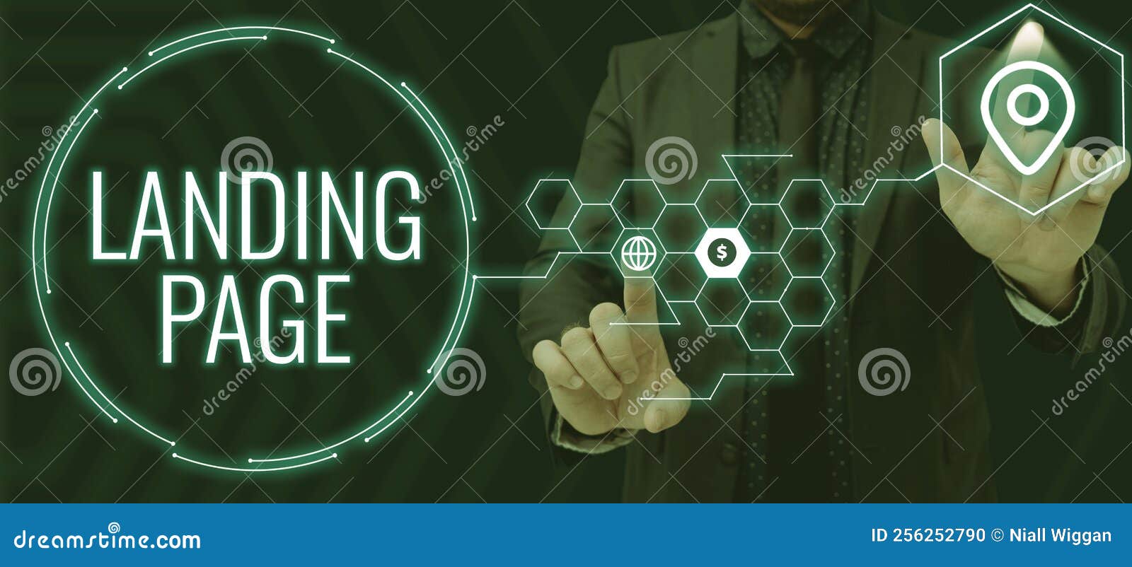 Sign Displaying Landing Page. Business Overview Website Accessed by ...