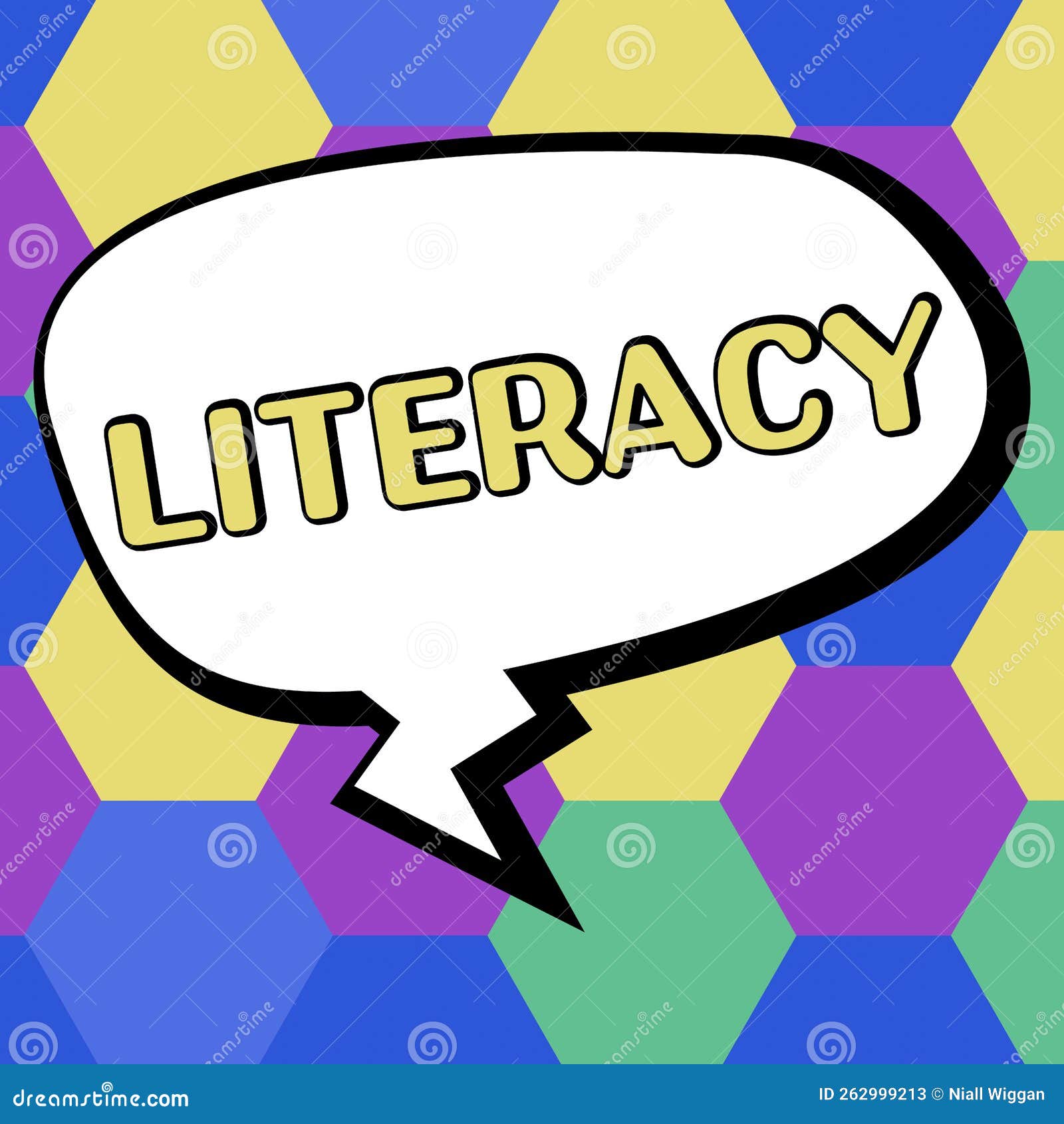 Sign Displaying Literacy. Word for Ability To Read and Write Competence ...