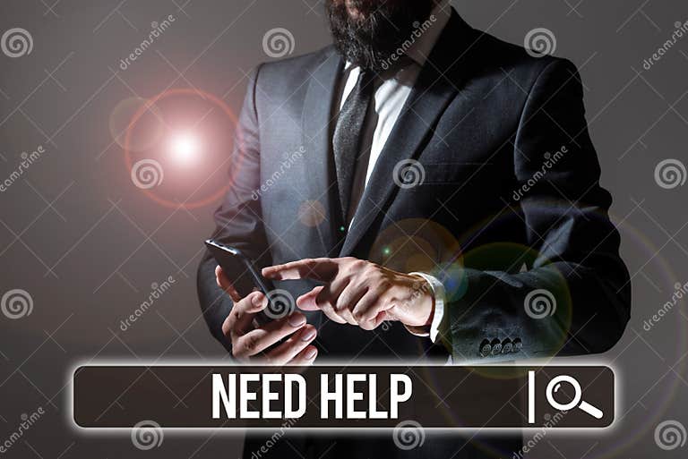 Sign Displaying Need Help. Business Approach when Someone is Under ...