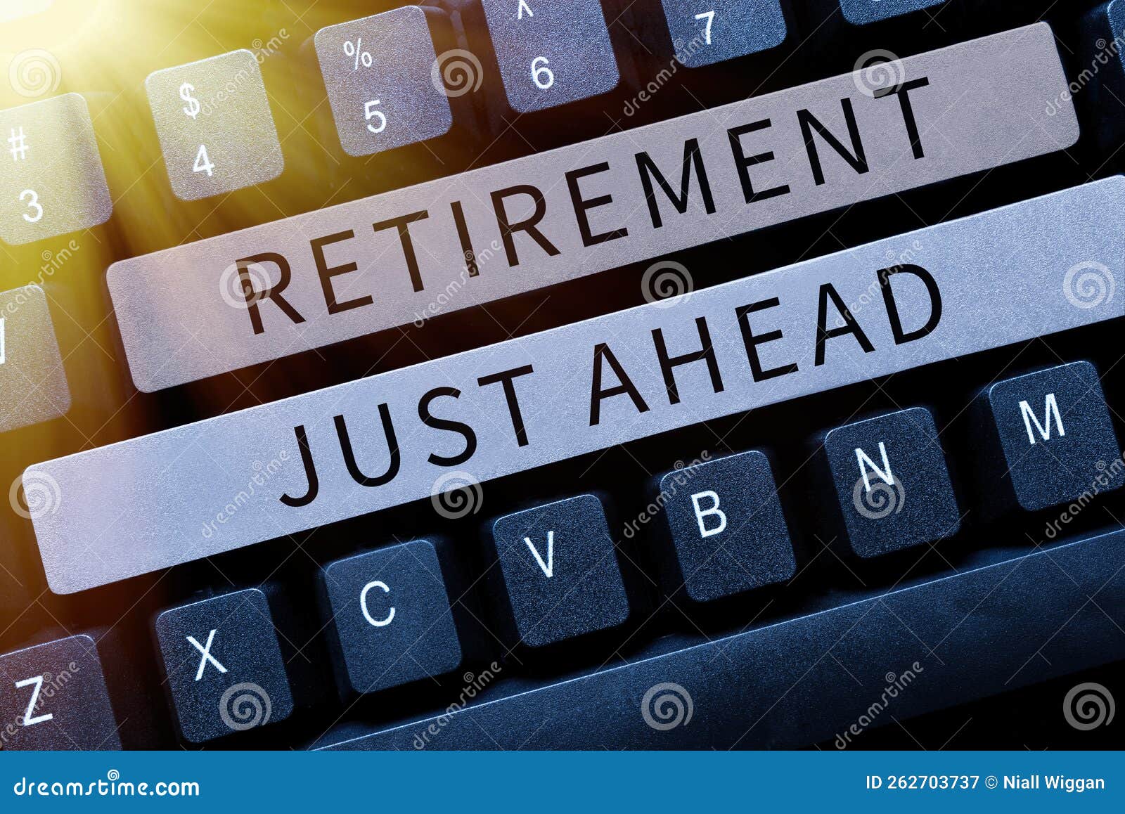 Sign Displaying Retirement Just Ahead. Word Written on Fact of Leaving ... Sign Displaying Retirement Just Ahead. Word Written on Fact of Leaving ...