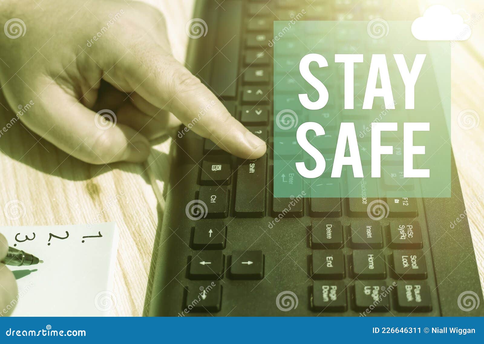 Sign Displaying Stay Safe. Word Written on Secure from Threat of Danger ...