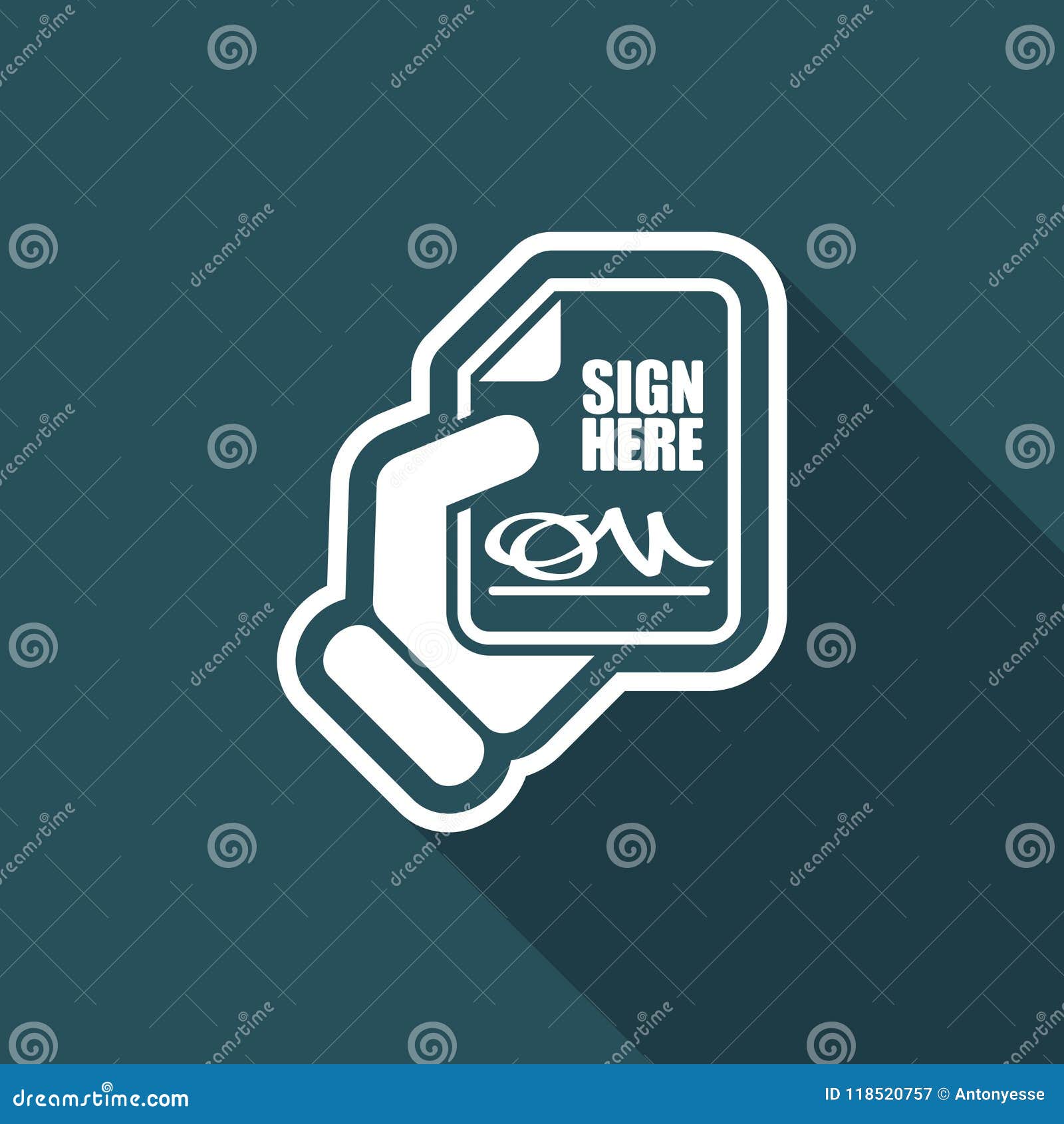 Sign on document stock vector. Illustration of legitimation - 118520757