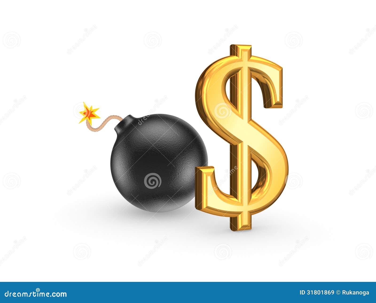 Sign of Dollar and Black Bomb. Stock Illustration - Illustration of ...