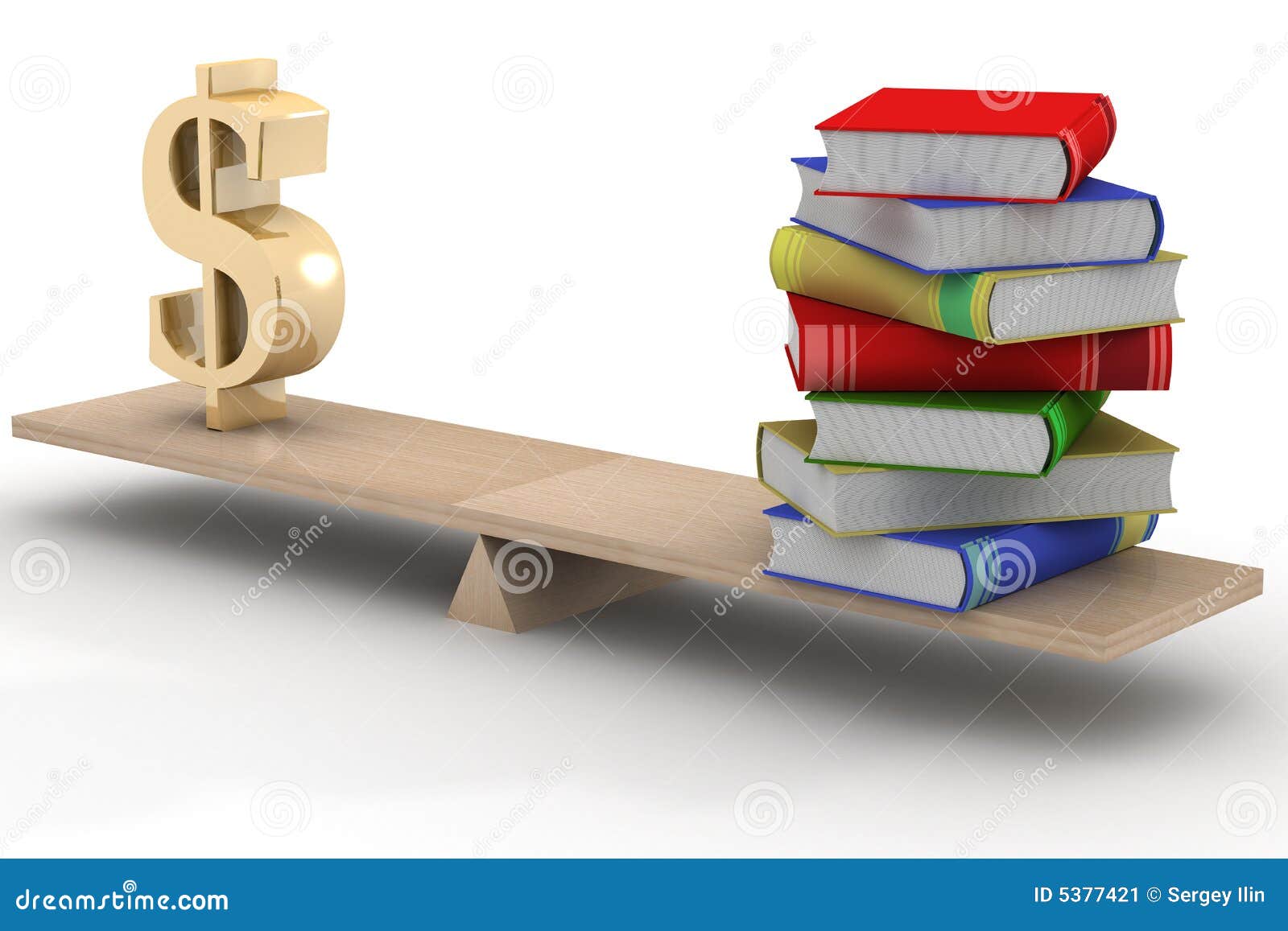 Sign Dollar and the Books on Scales. Stock Illustration - Illustration ...