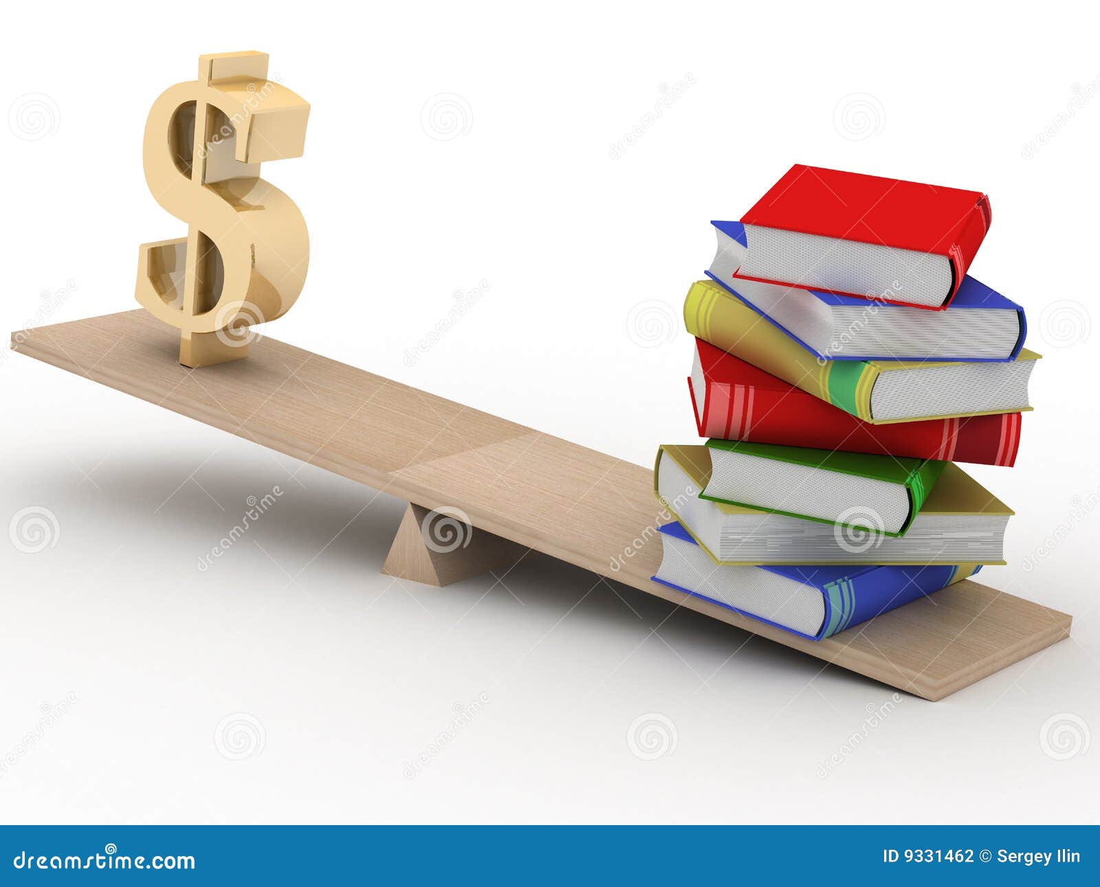 Sign Dollar and the Books on Scales Stock Illustration - Illustration ...