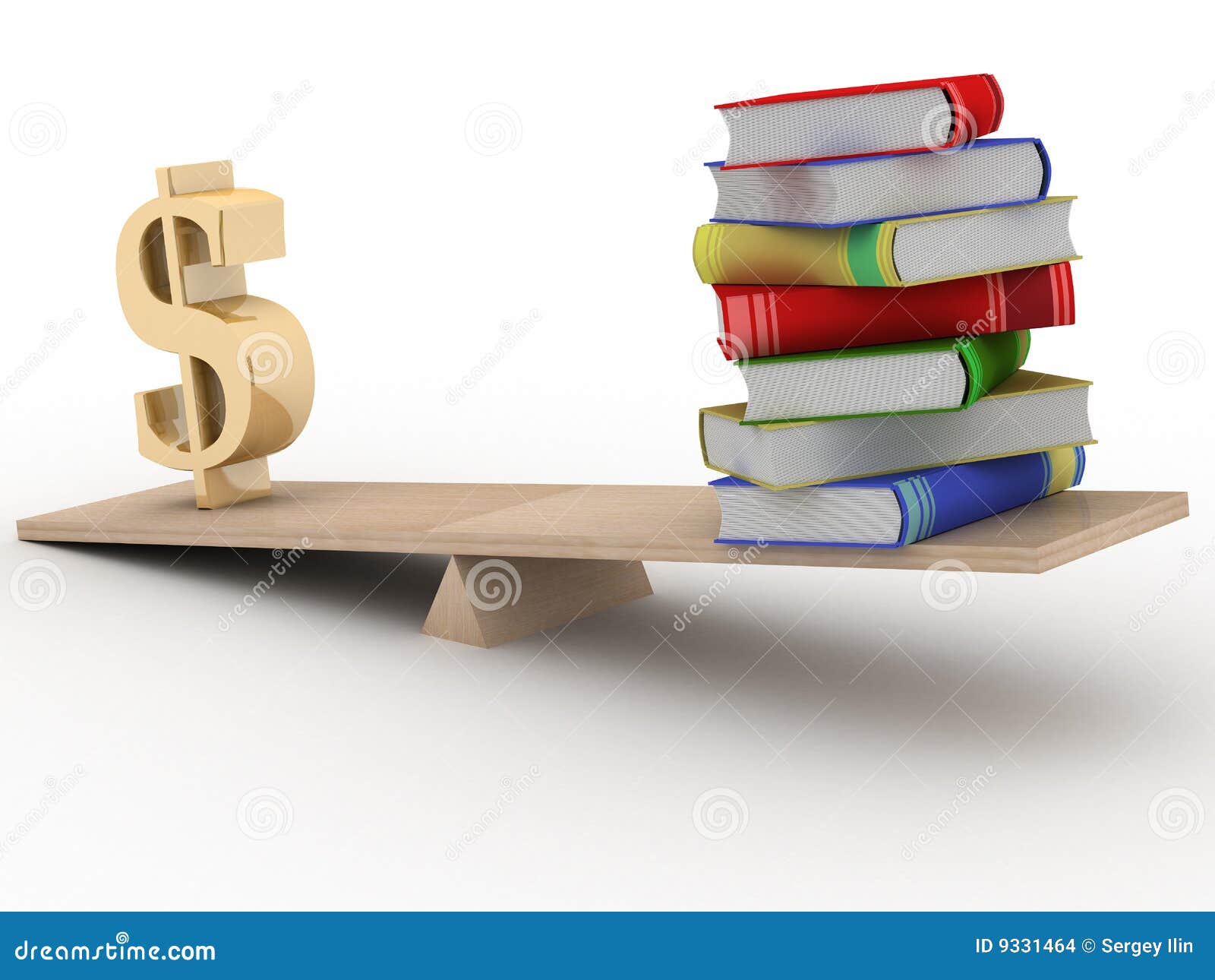 Sign Dollar and the Books on Scales Stock Illustration - Illustration ...