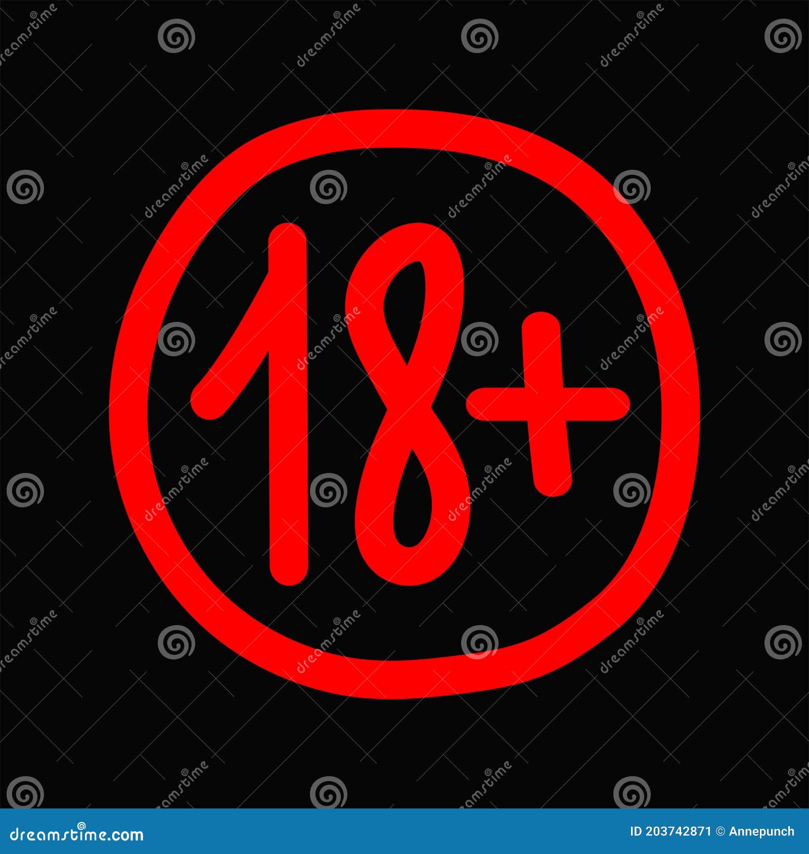 18+ Sign Drawn by Hand. Age Limit Stock Vector - Illustration of symbol ...