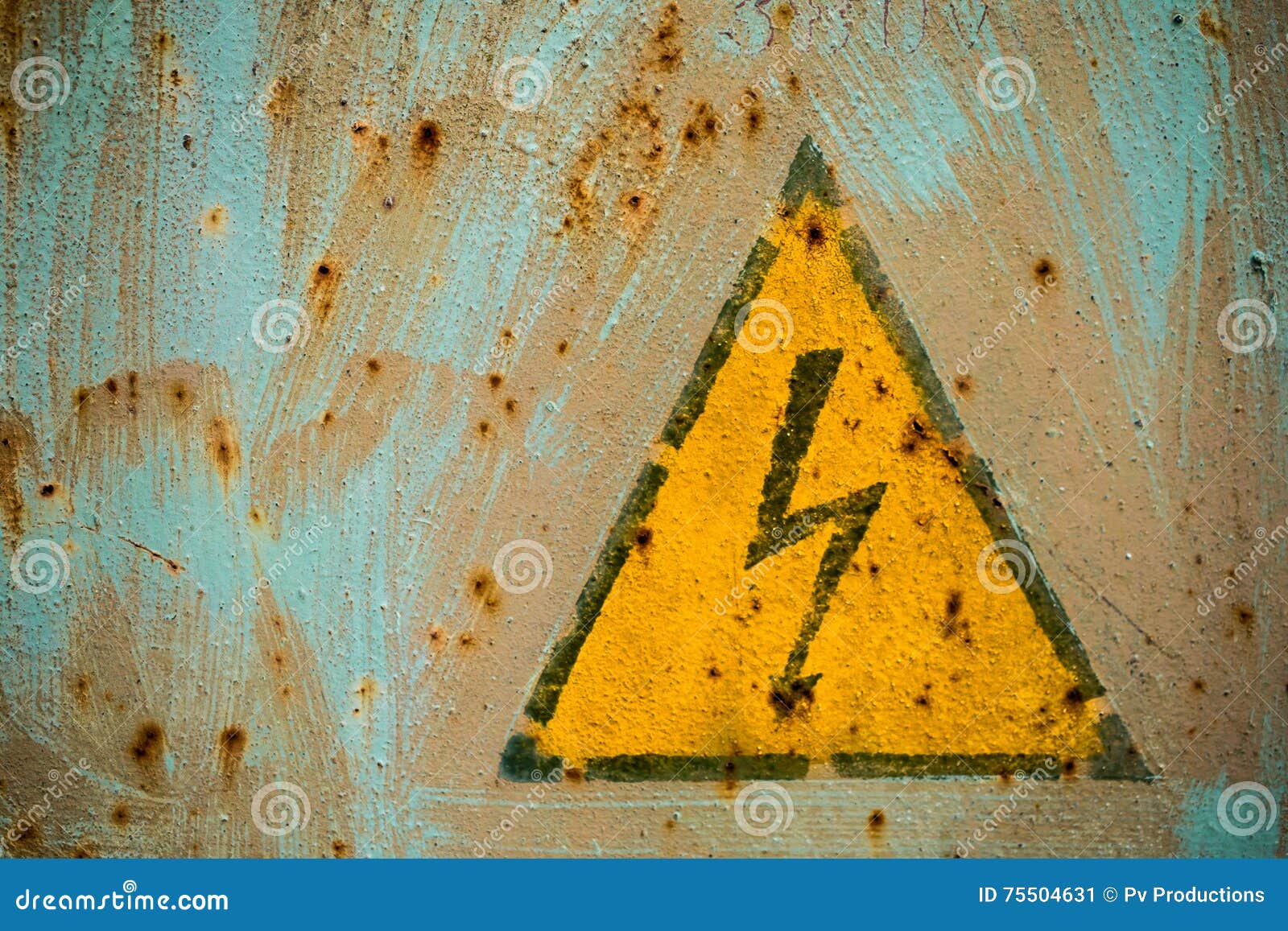 Sign Electrical Hazard Placed On Rusty Metal Panel. Stock Photography ...