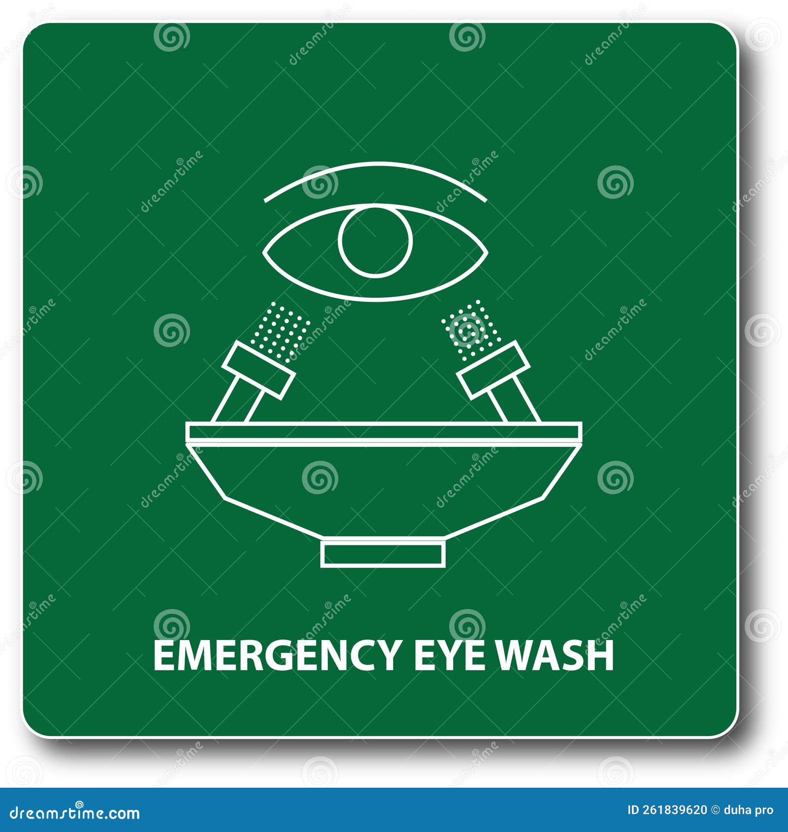 Sign emergency Eyewash stock vector. Illustration of safety - 261839620