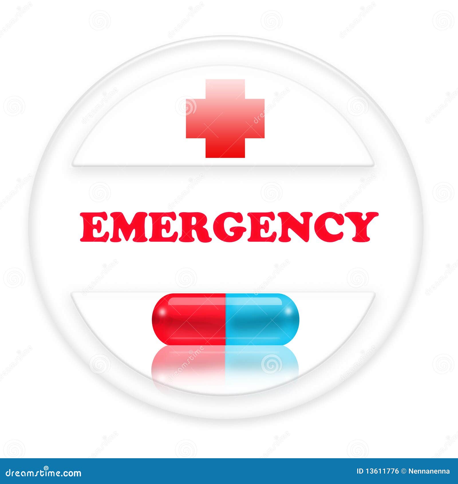 Sign Emergency with Red Cross and a Pill Stock Illustration ...