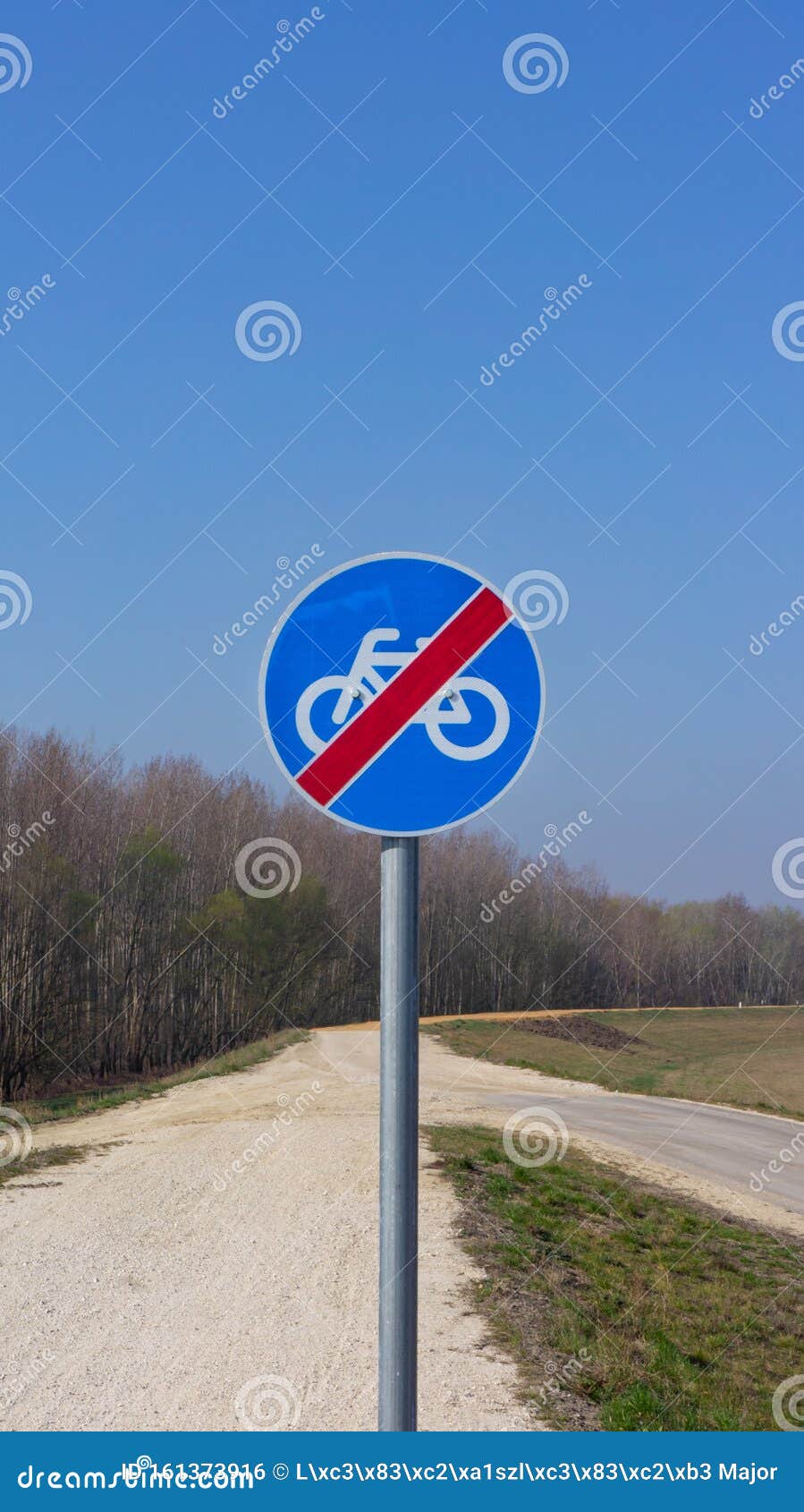 Sign at the End of a Bike Path Stock Photo - Image of line, active ...