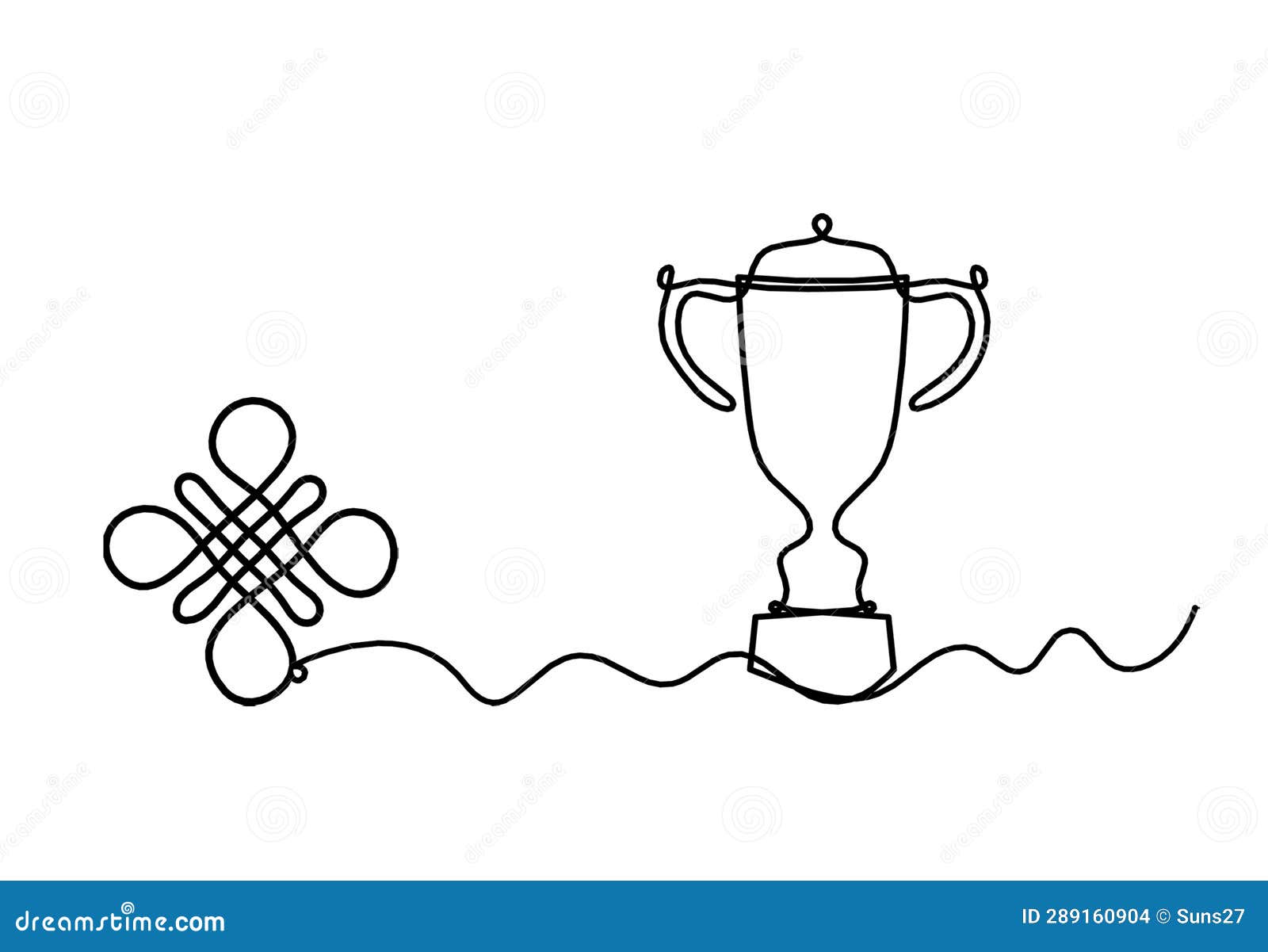 Sign of Endless Auspicious Knot with Trophy As Line Drawing on the ...