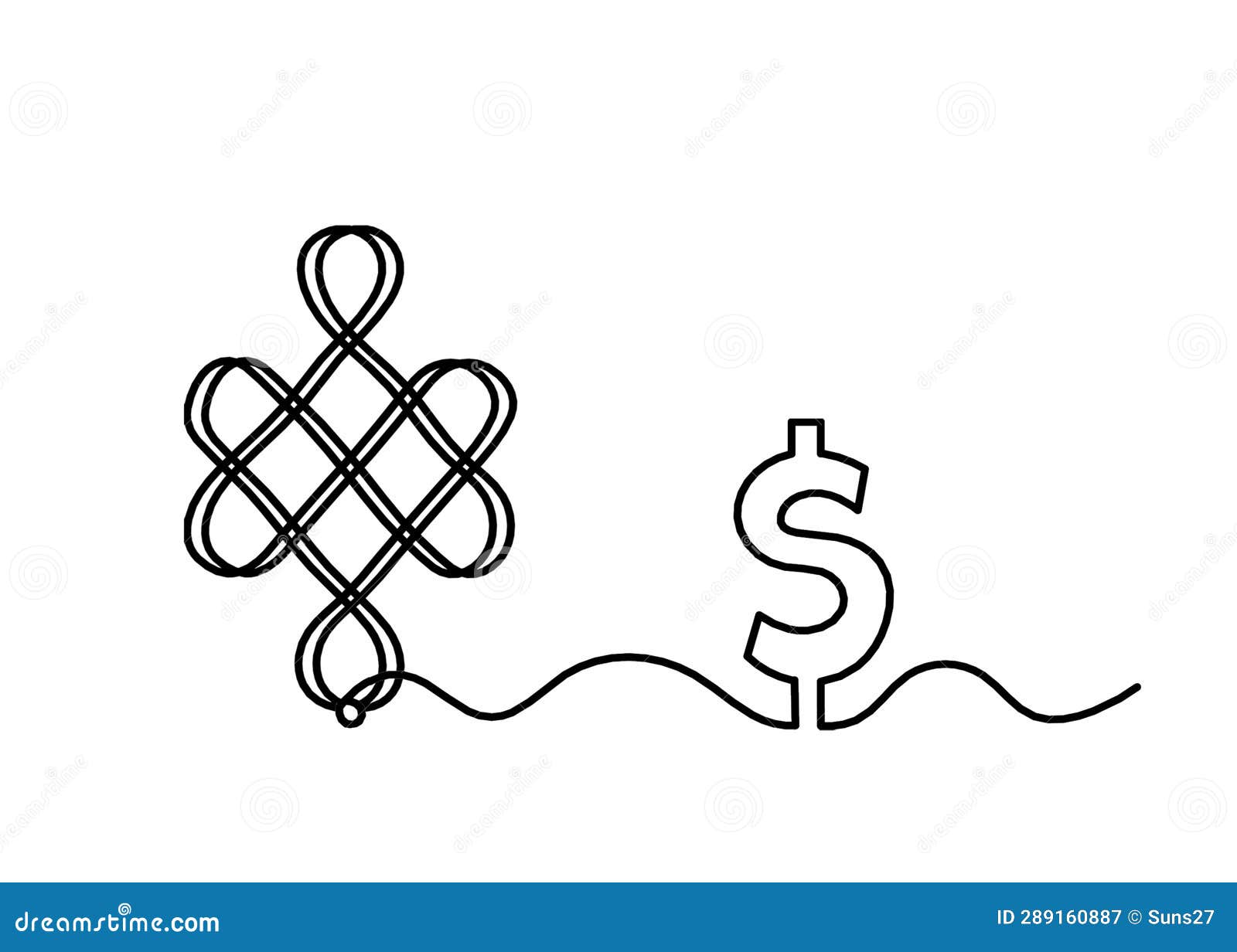 Sign of Endless Auspicious Question Mark with Dollar As Line Drawing on ...