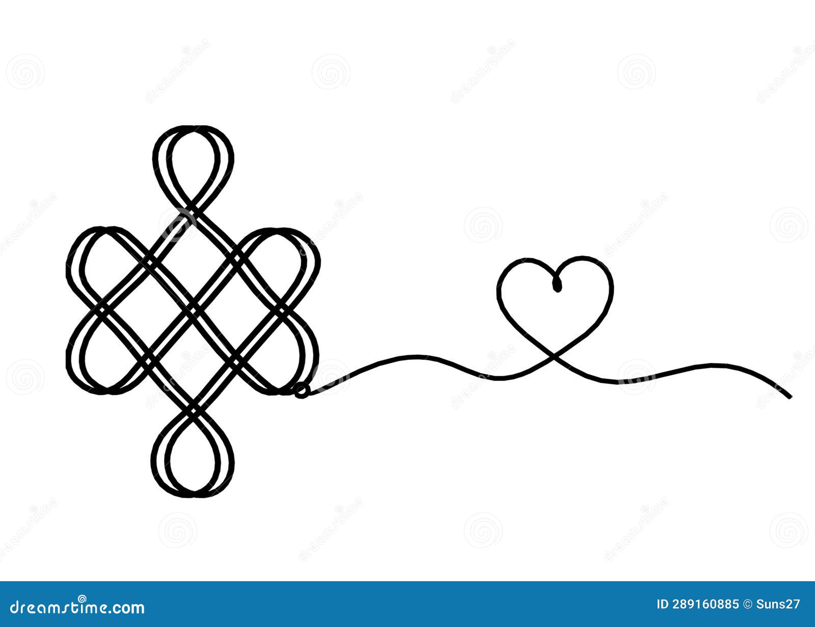 Sign of Endless Auspicious Question Mark with Heart As Line Drawing on ...