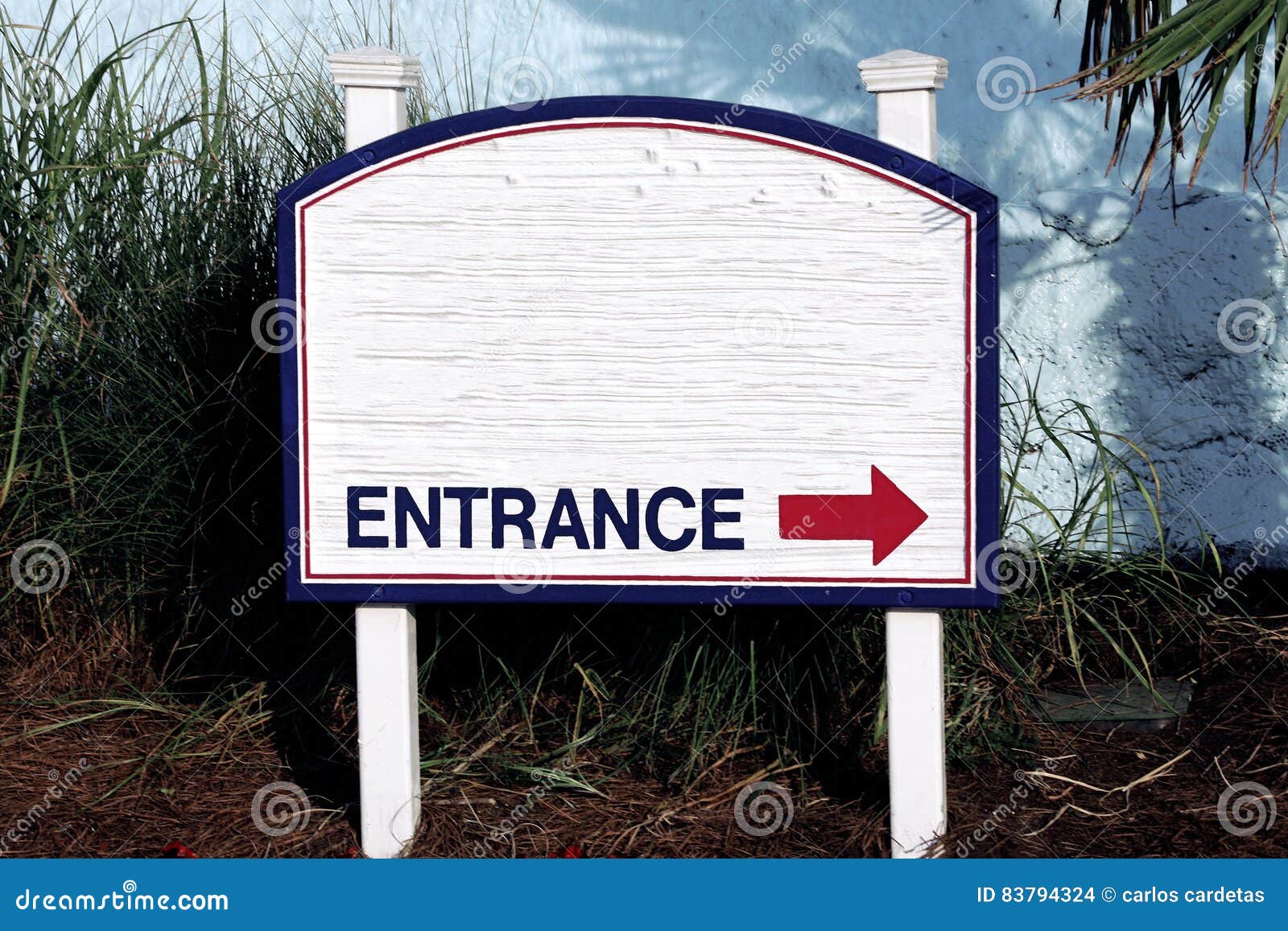 Sign Entrance Direction of Entry on the Left Side White Blue Red Stock ...