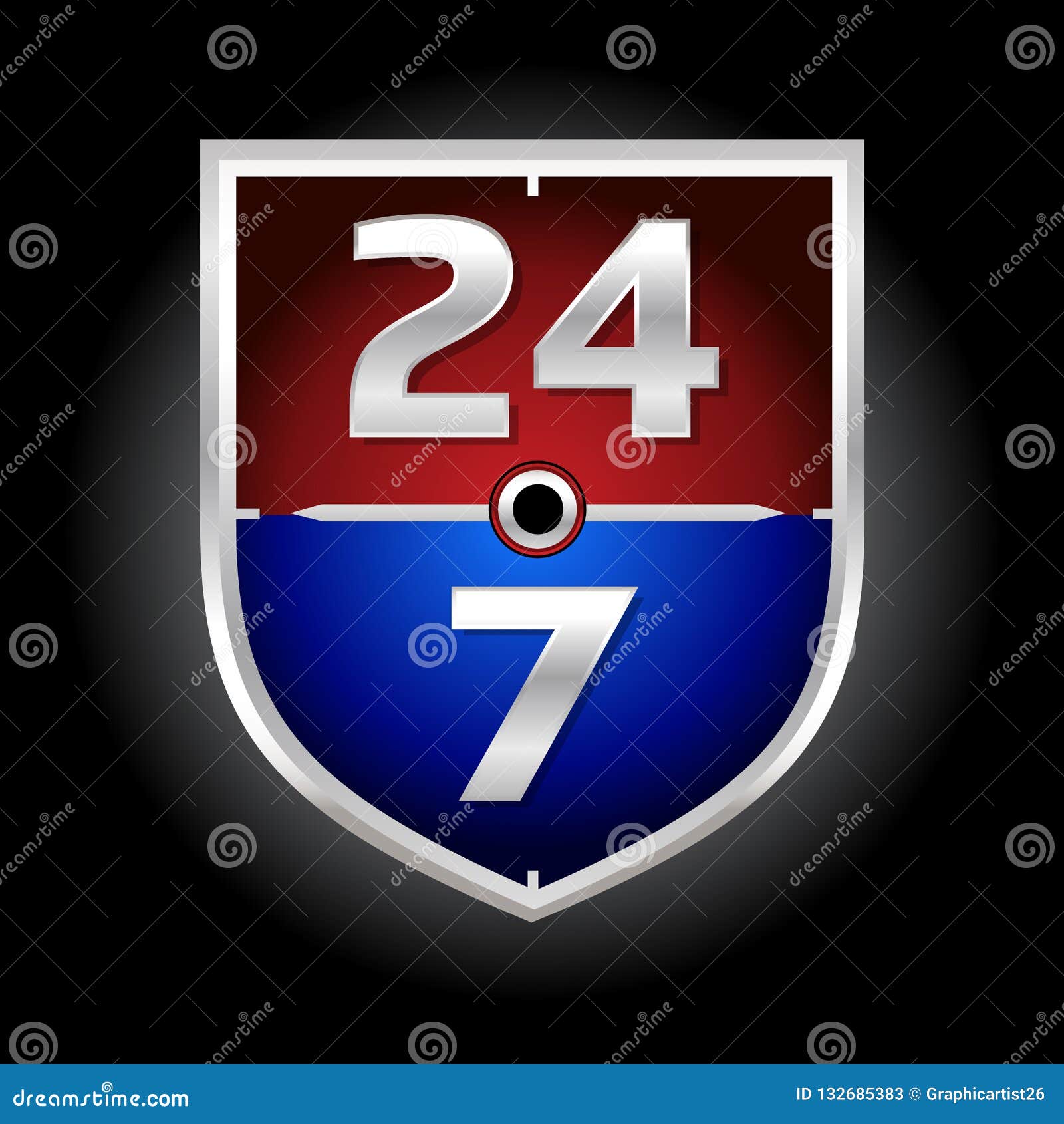 24/7 sign stock vector. Illustration of symbol, blue - 132685383