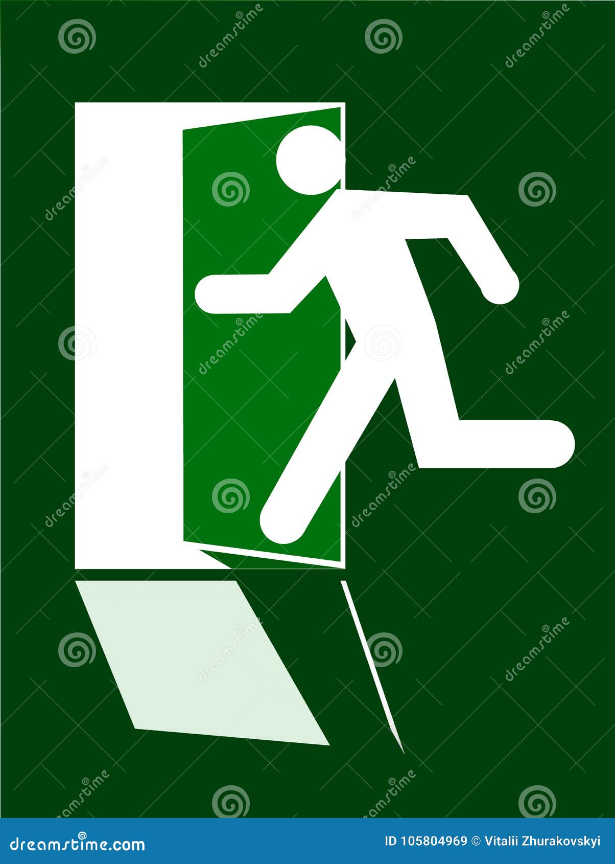 Sign Exit Human Silhouette Run within Open Doore on Green Background ...