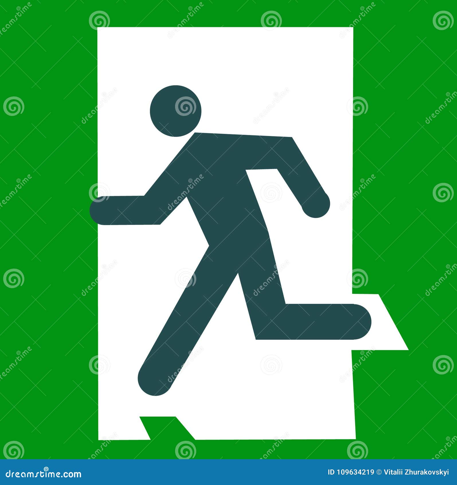 Sign Exit Human Silhouette Run Within Open Doore On Green Background ...