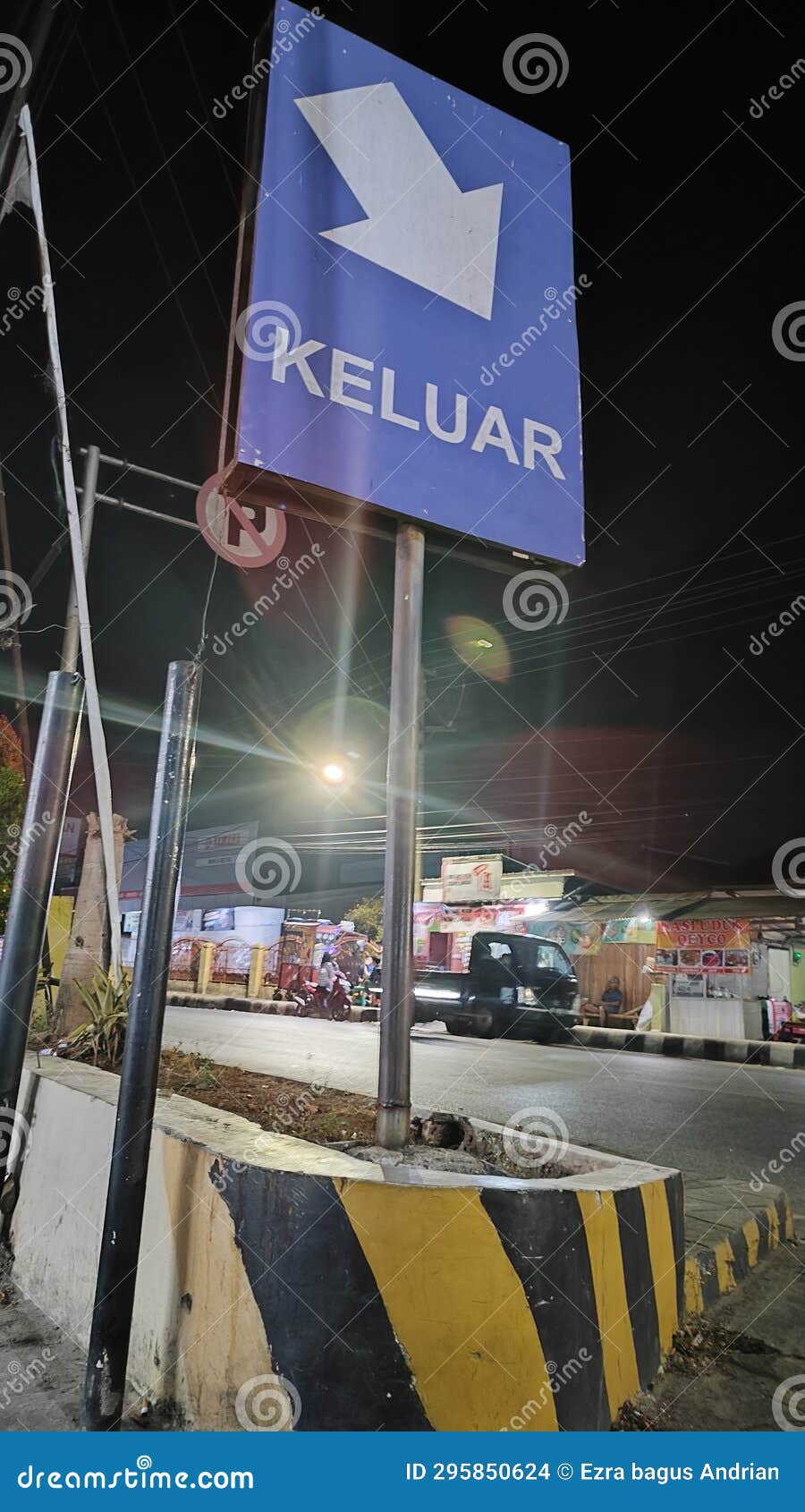 Sign for exit at night stock photo. Image of isolated - 295850624