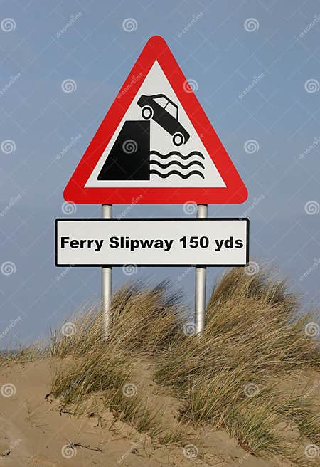 Sign, Ferry Slipway stock image. Image of coast, sand, water - 61859