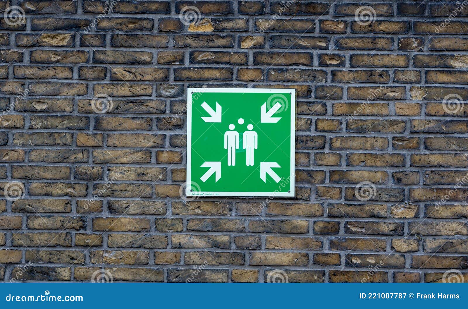 Sign for a Fire Assembly Point Installed on a Brick Wall Stock Image ...