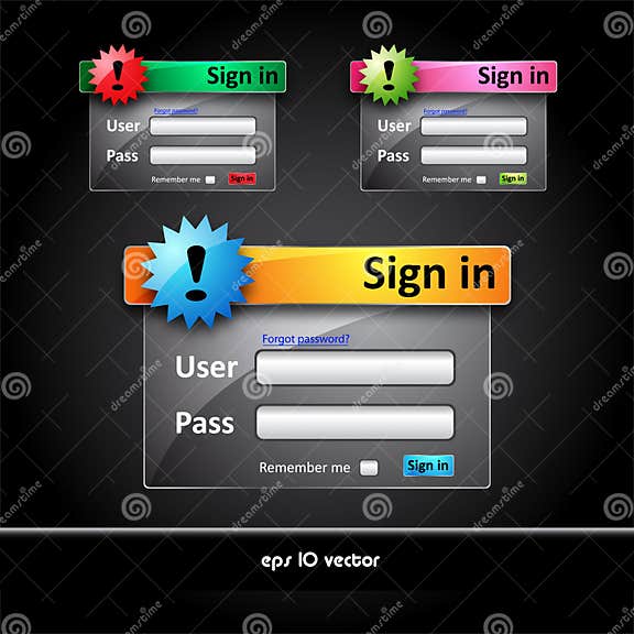 Sign in form set stock vector. Illustration of blank - 19321476