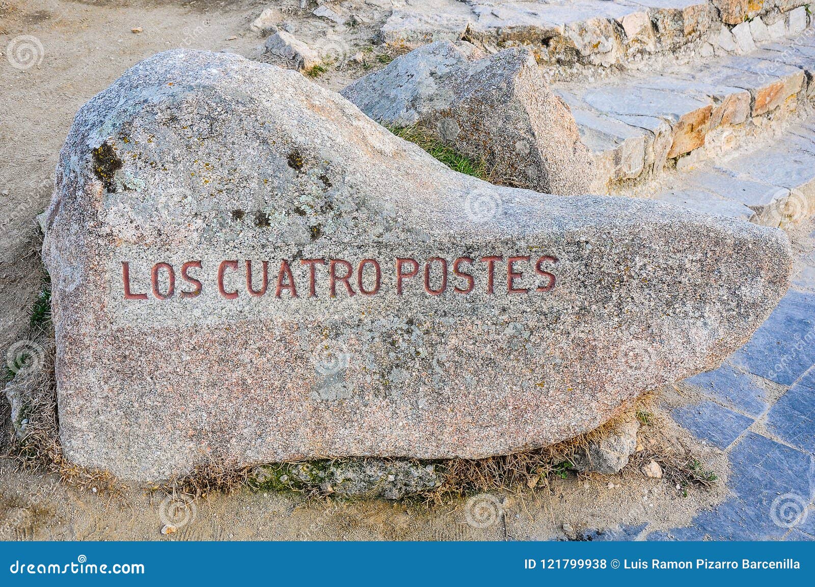 Sign in the Four Posts of Avila, Spain Stock Photo - Image of blue ...