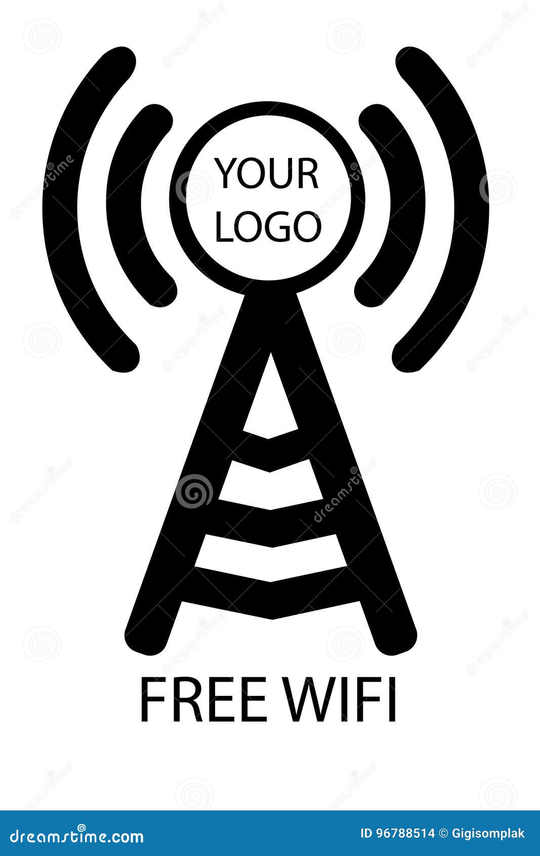 Sign Free Internet Connection with Place for Your Logo Stock Vector ...