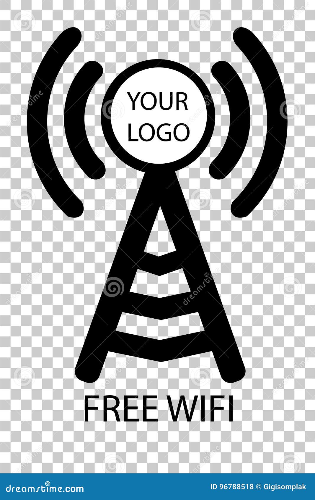 Sign Free Internet Connection with Place for Your Logo Stock Vector ...