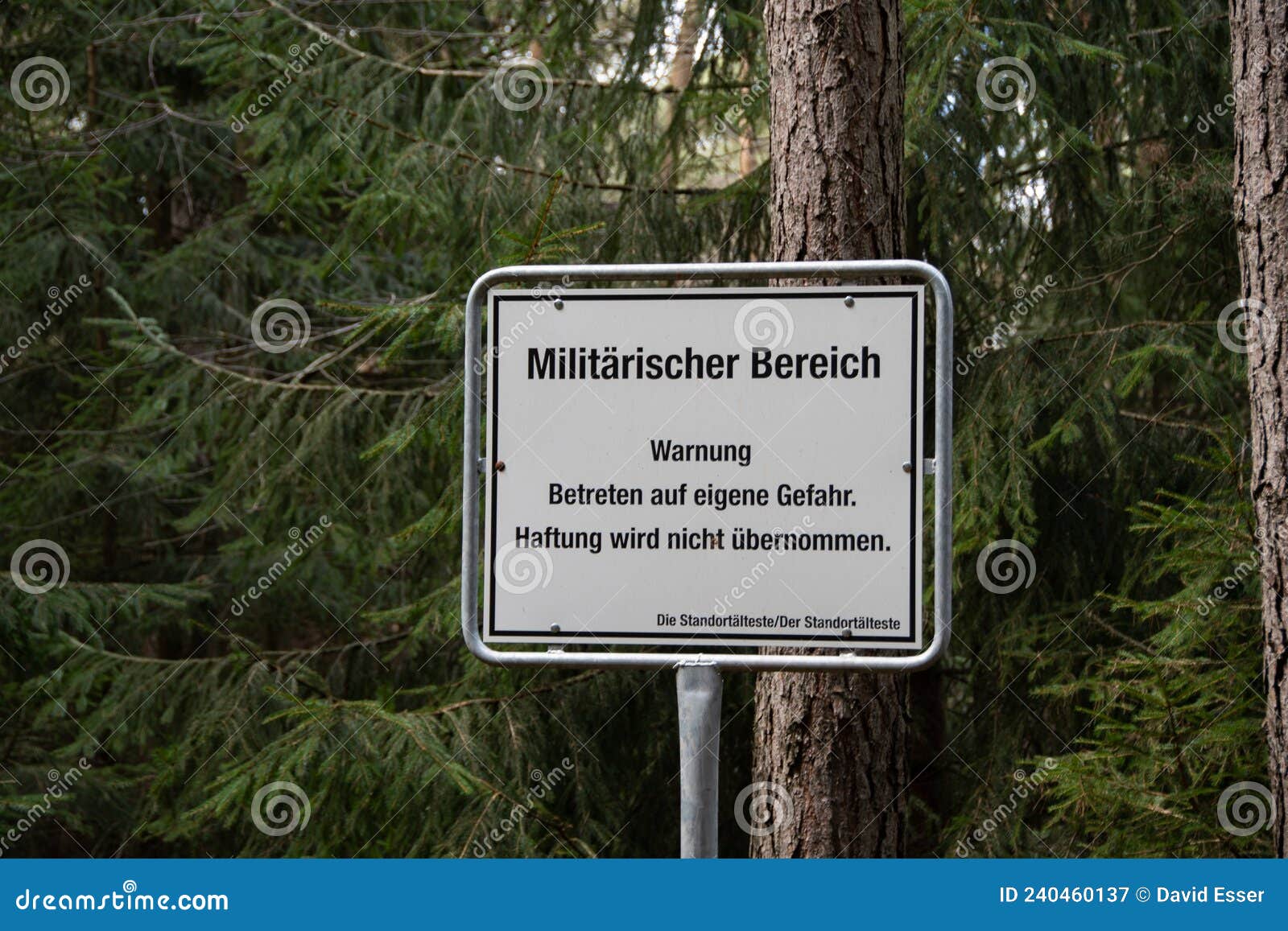 A Sign in German Indicating a Military Area Stock Image - Image of ...