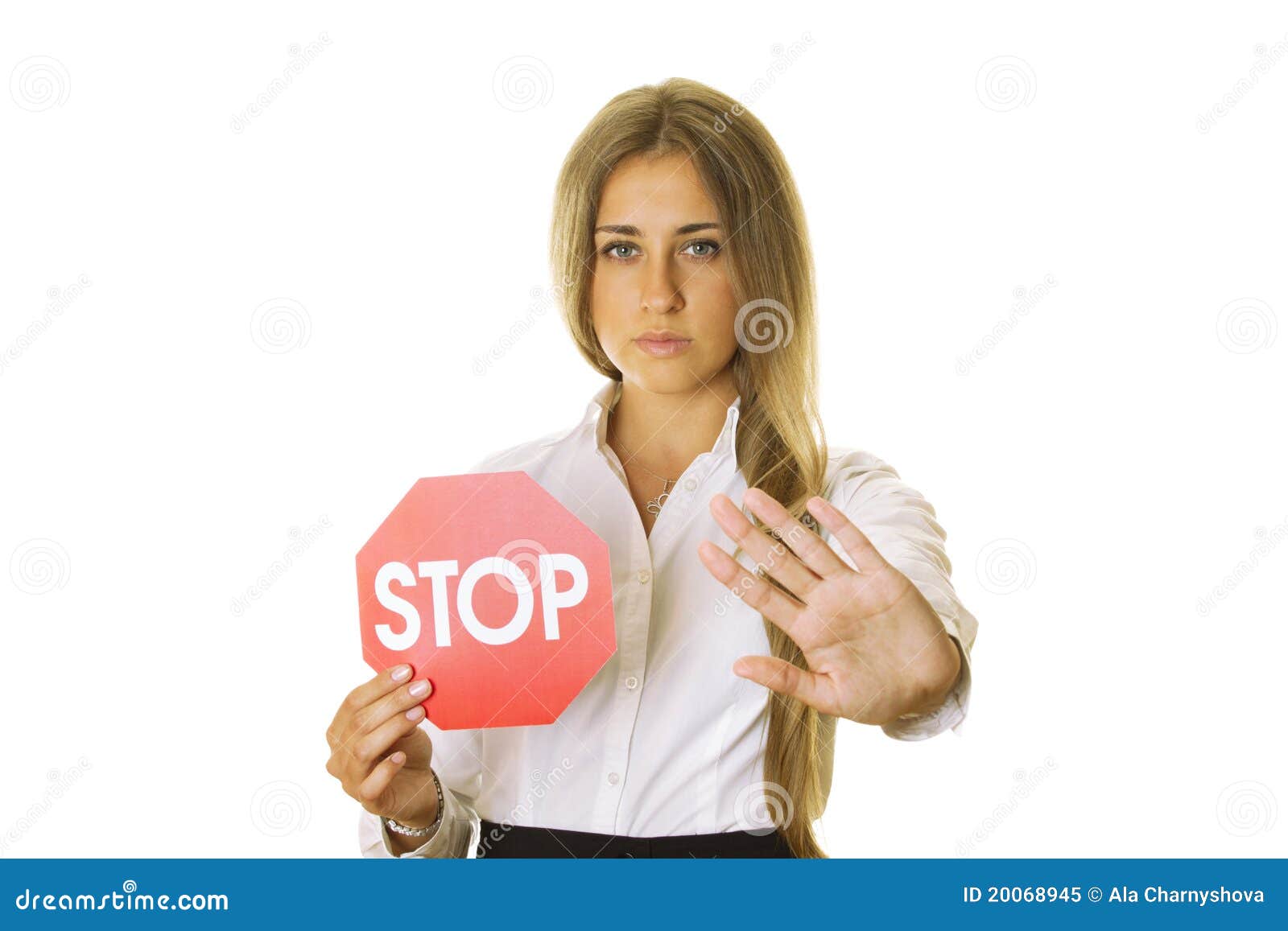 Sign and gesture STOP stock image. Image of businesswoman - 20068945