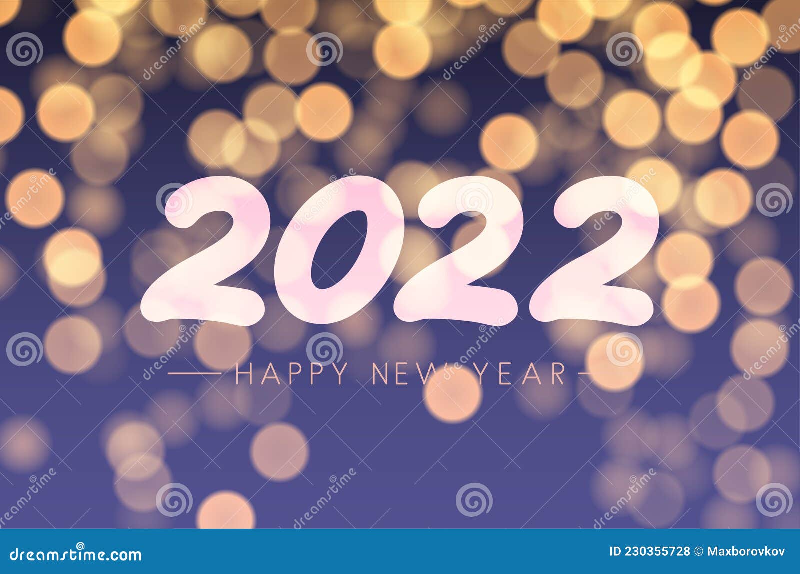 2022 Sign On Golden Bokeh Background Vector Illustration ...