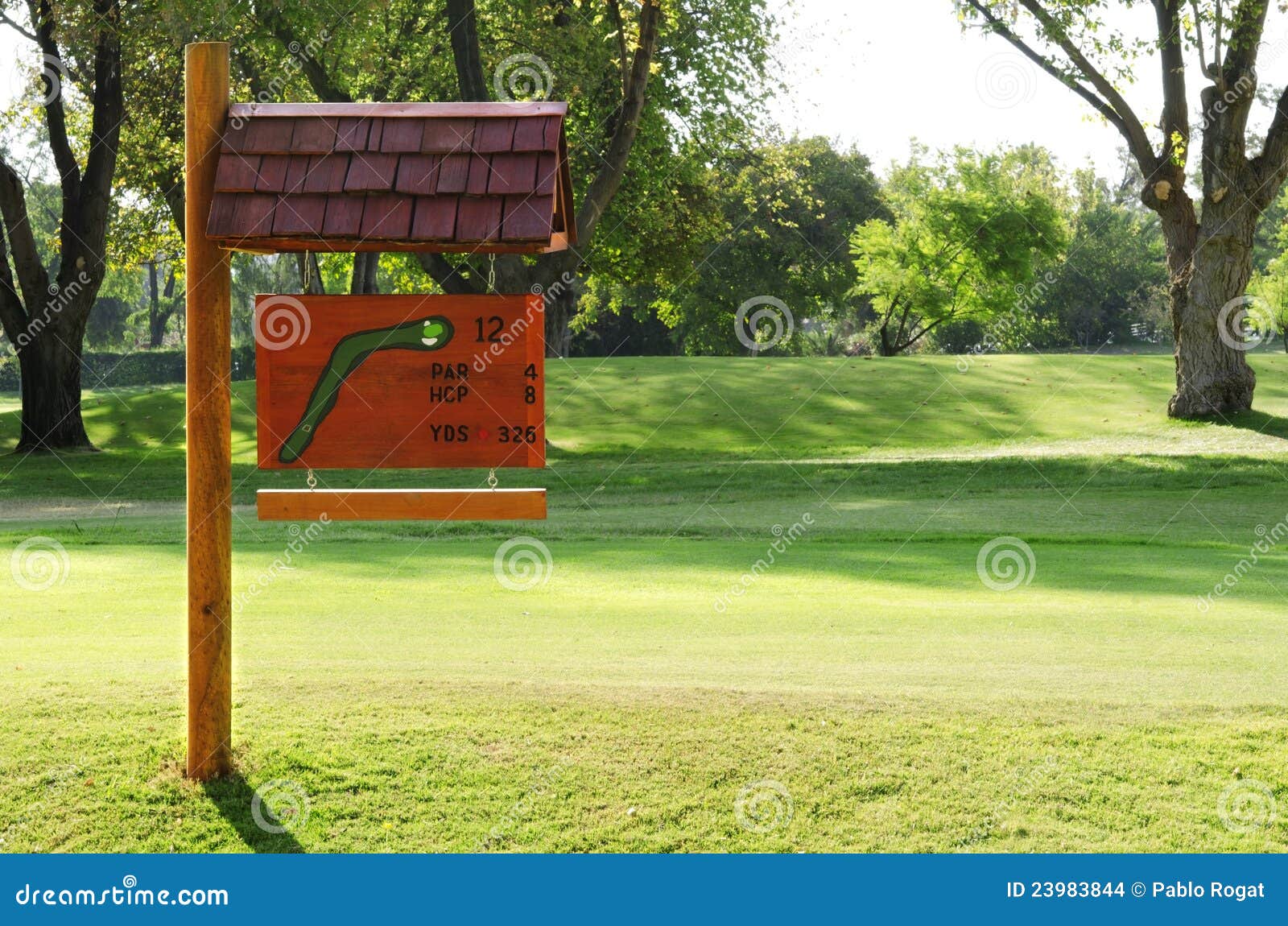 Sign on the golf course stock photo. Image of sport, season - 23983844