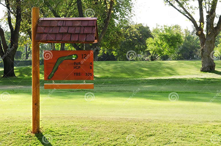 Sign on the golf course stock photo. Image of sport, season - 23983844