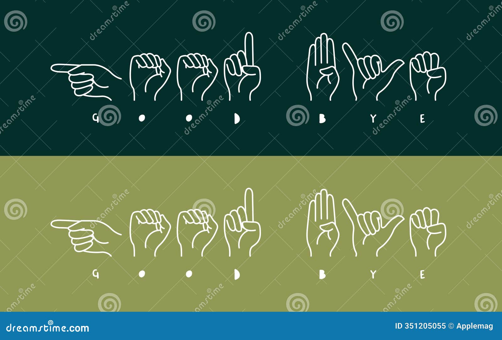 Deaf Sign Language Goodbye Pictogram or Symbol Deafness and Hand ...