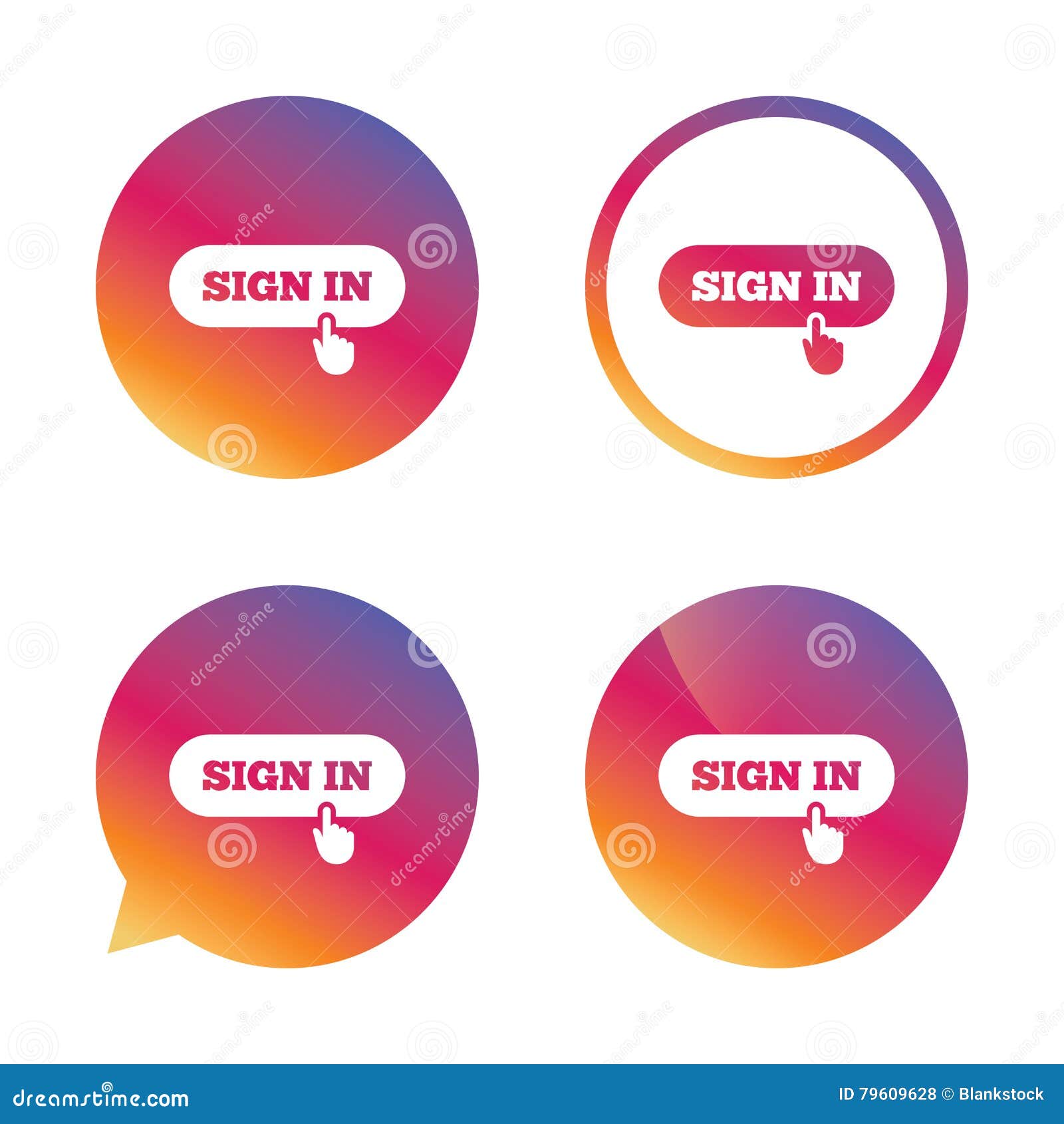 Sign in with Hand Pointer Icon. Login Symbol. Stock Vector ...