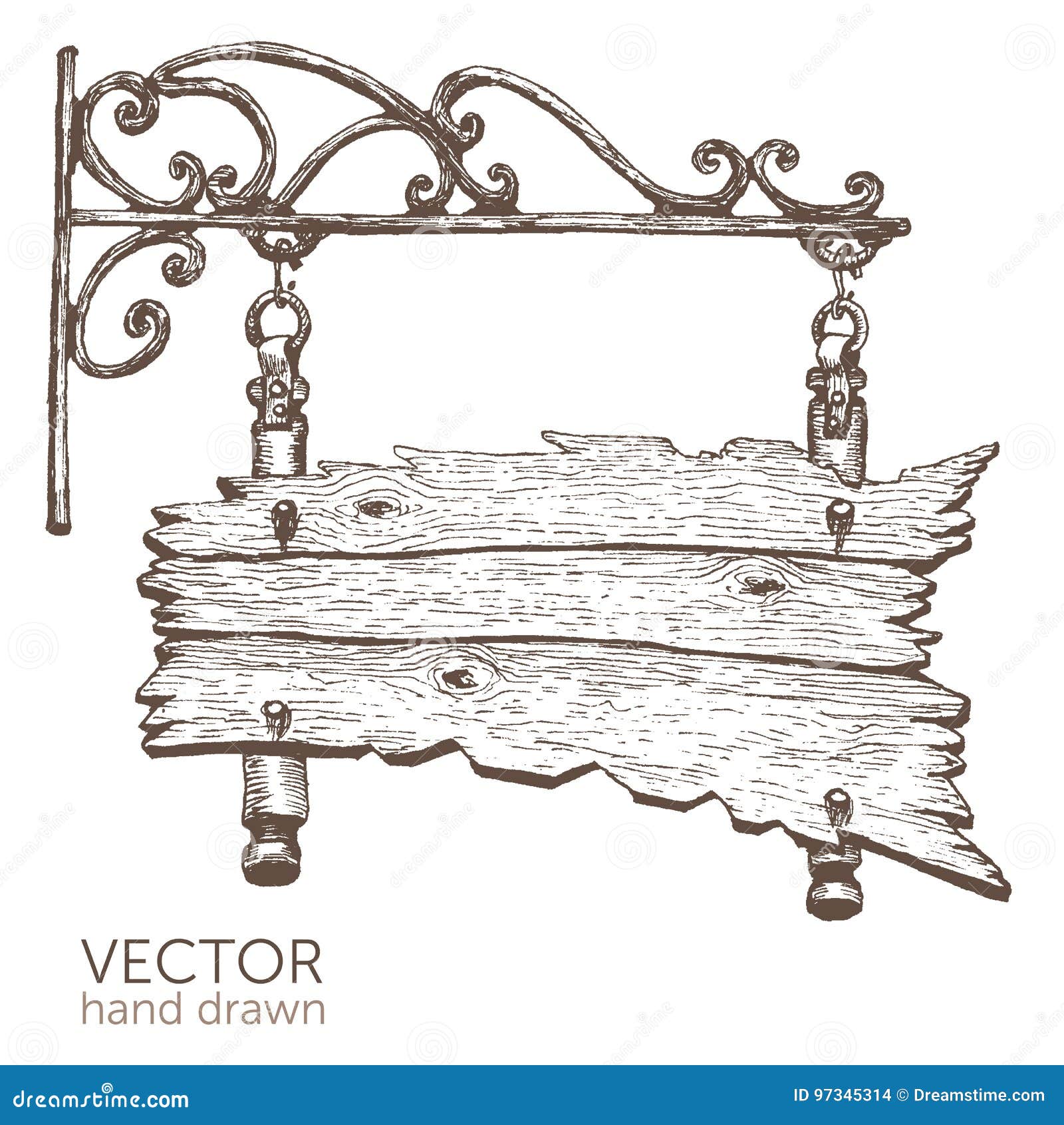 Sign Handmade Drawing Vintage Vector Illustration Stock Illustration ...